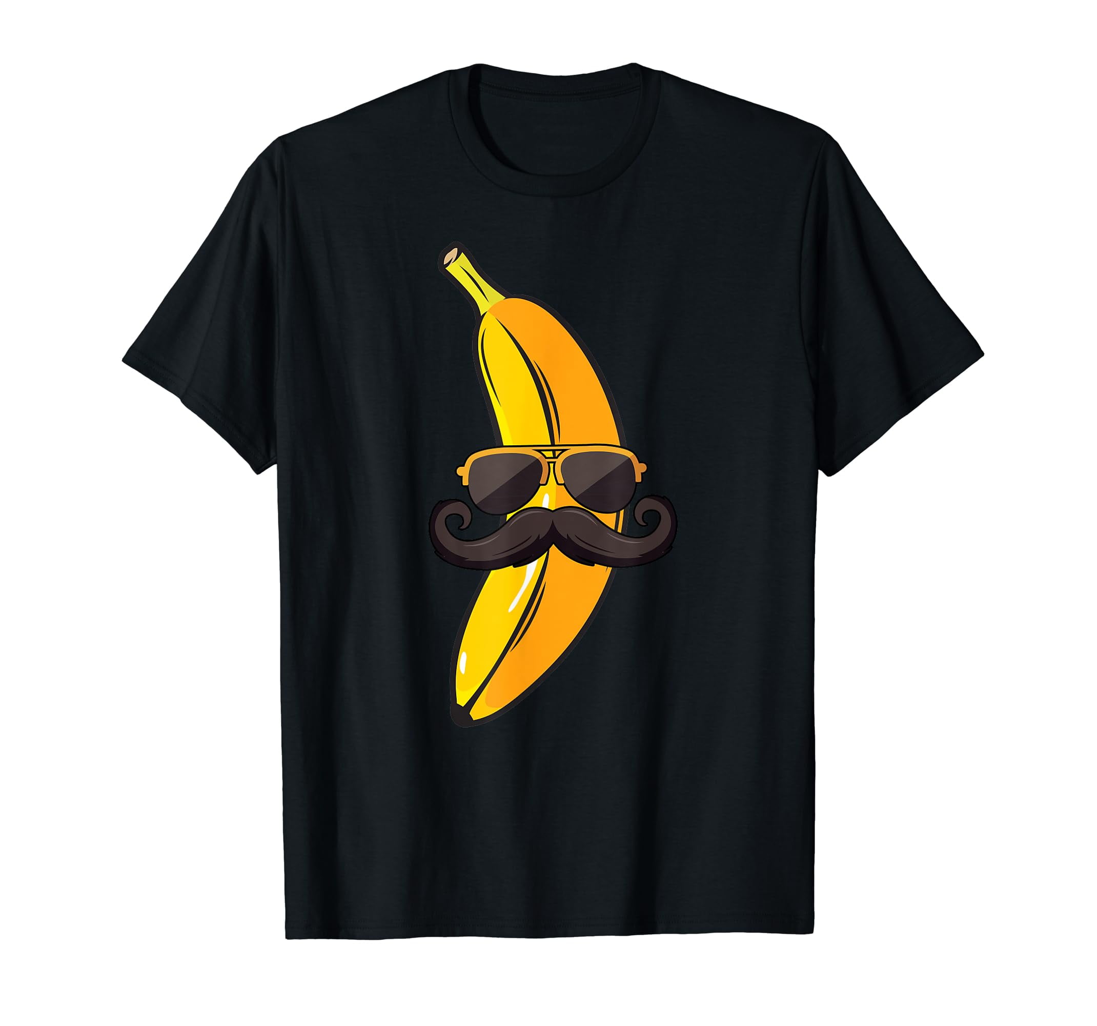 Banana Mustache Sunglasses Face Funny Fruit Cool Banana Black T-Shirt ...