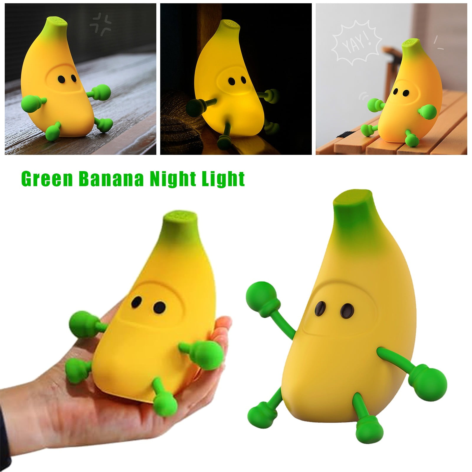 Banana Night Light, USB Rechargeable Silicone LED Lamp, Portable Touch ...