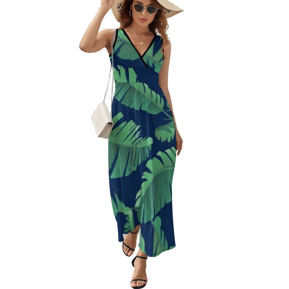 Banana Palm Leaves Dress Trendy Maxi Dress Korean Fashion Boho Beach ...