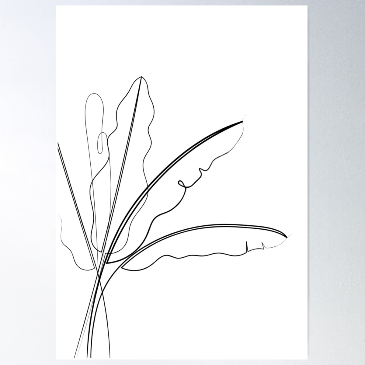 Banana Palm Line Drawing Poster Wall Art, Modern Wall Decor For Living ...