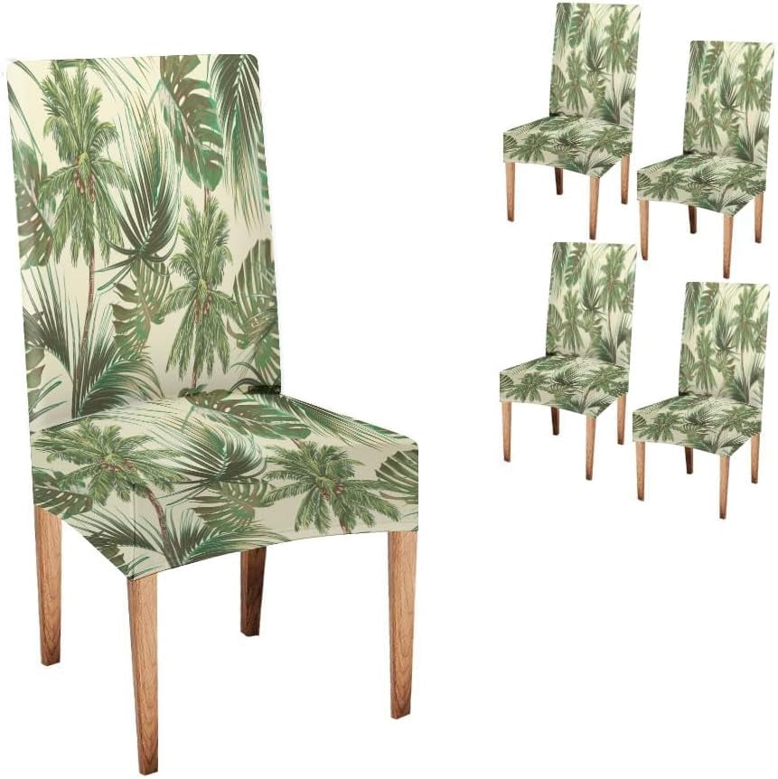 Banana Parson Chair Slipcover 4 Pack Trees Tropical Leaves Monstera ...