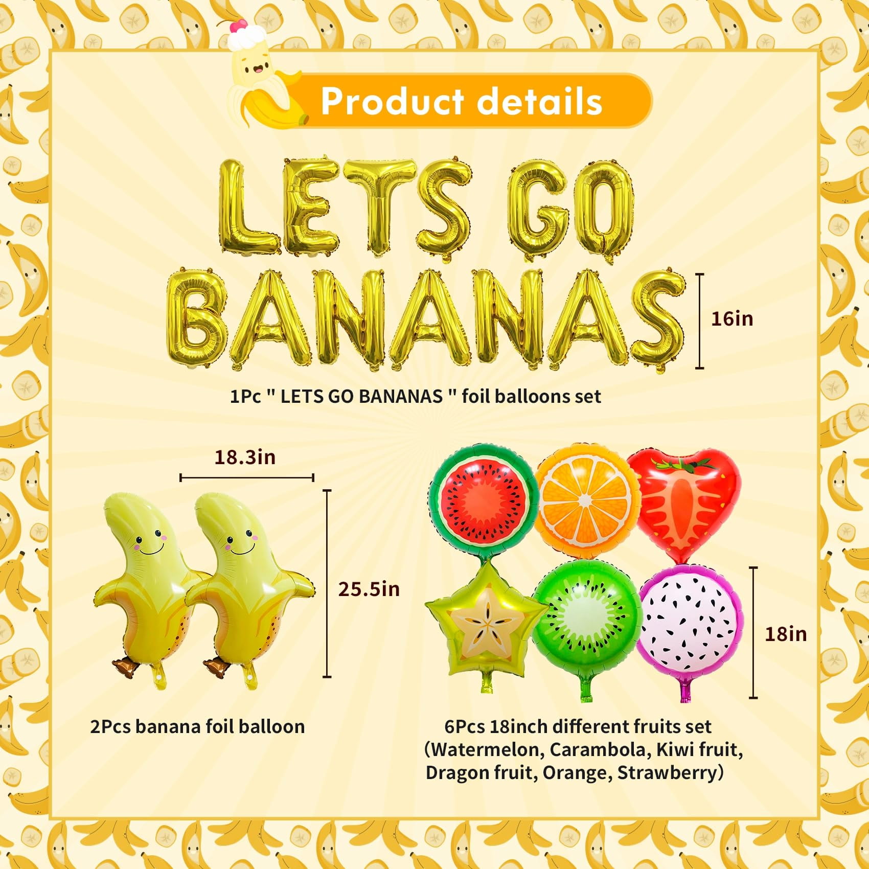 Banana Party Decorations AJH3 Banana Balloons Banana Birthday ...