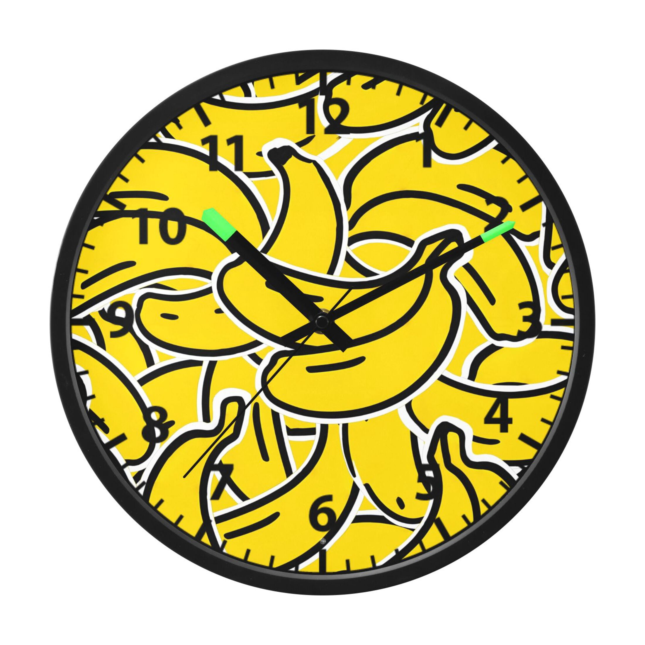 Banana Pattern Wall Clock 12 Inch Voice Activated Night Light Silent ...