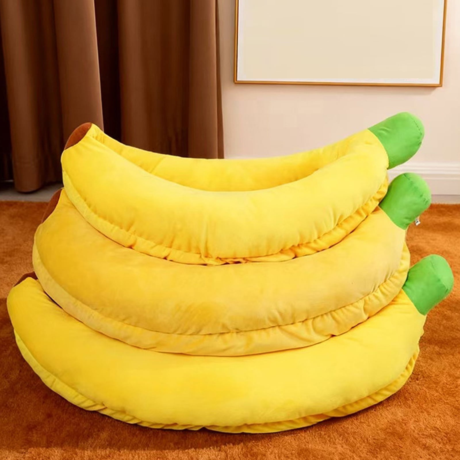 Banana Pet Bed for Cats and Small to Large Dogs, Soft Plush Cozy Fruit ...