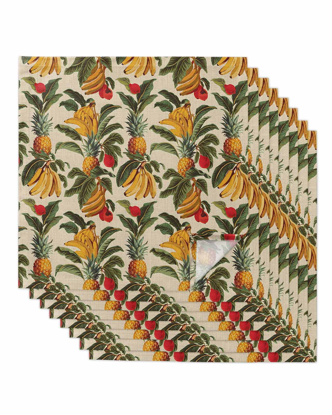Banana Pineapple Cloth Napkins Set of 8 Reusable Dinner Napkins, Summer ...