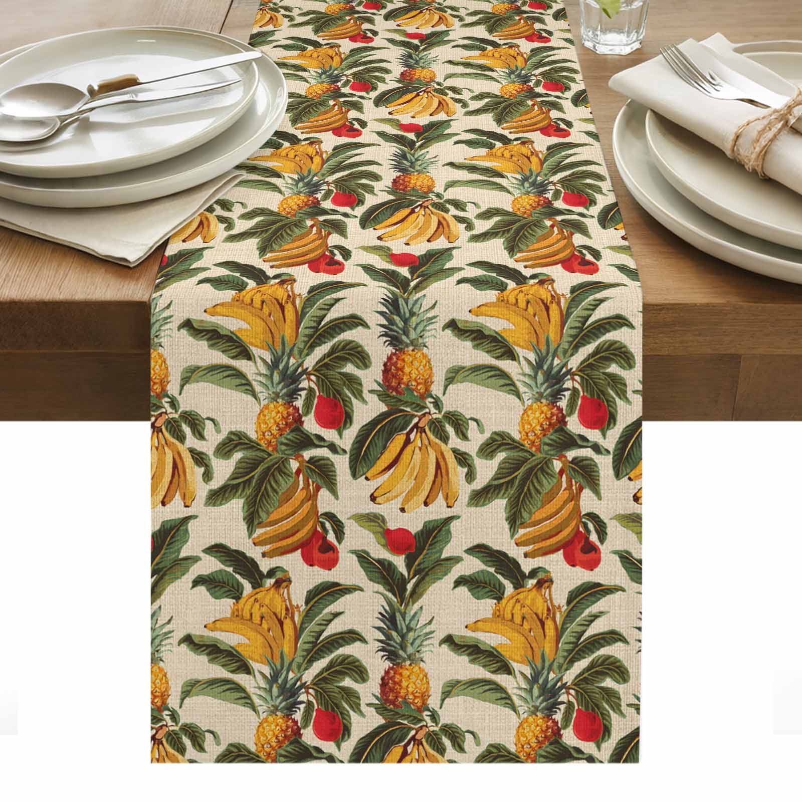Banana Pineapple Table Runner - 72 Inch Long, Kitchen Dining Table ...