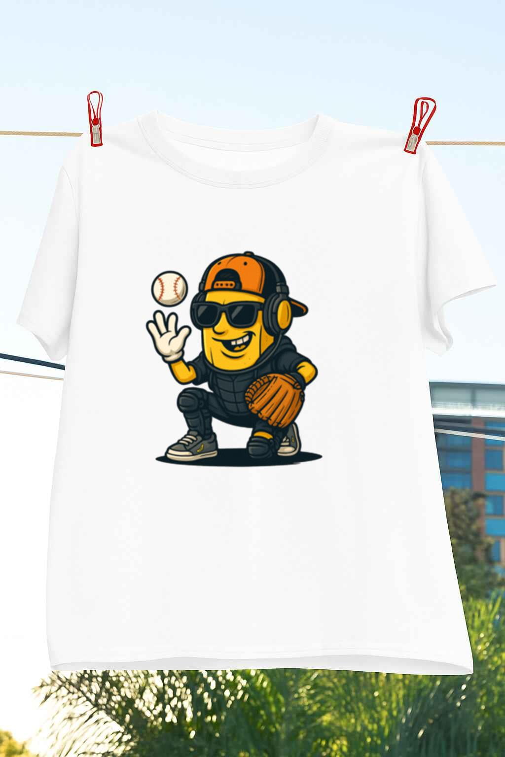 Banana Playing Baseball Funny Cartoon Fruit Sports Humor Unisex T-Shirt ...