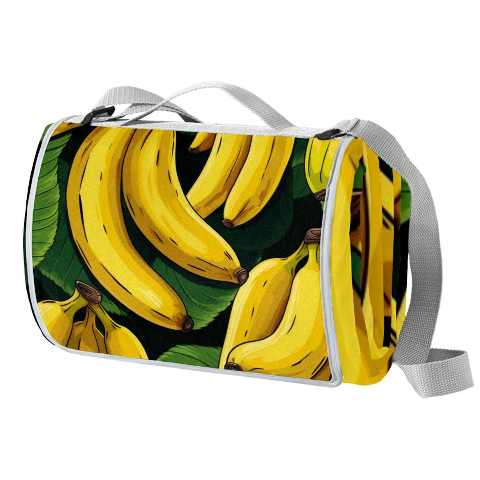 Banana Portable Canvas Picnic Blanket Waterproof Backing for Outdoor ...