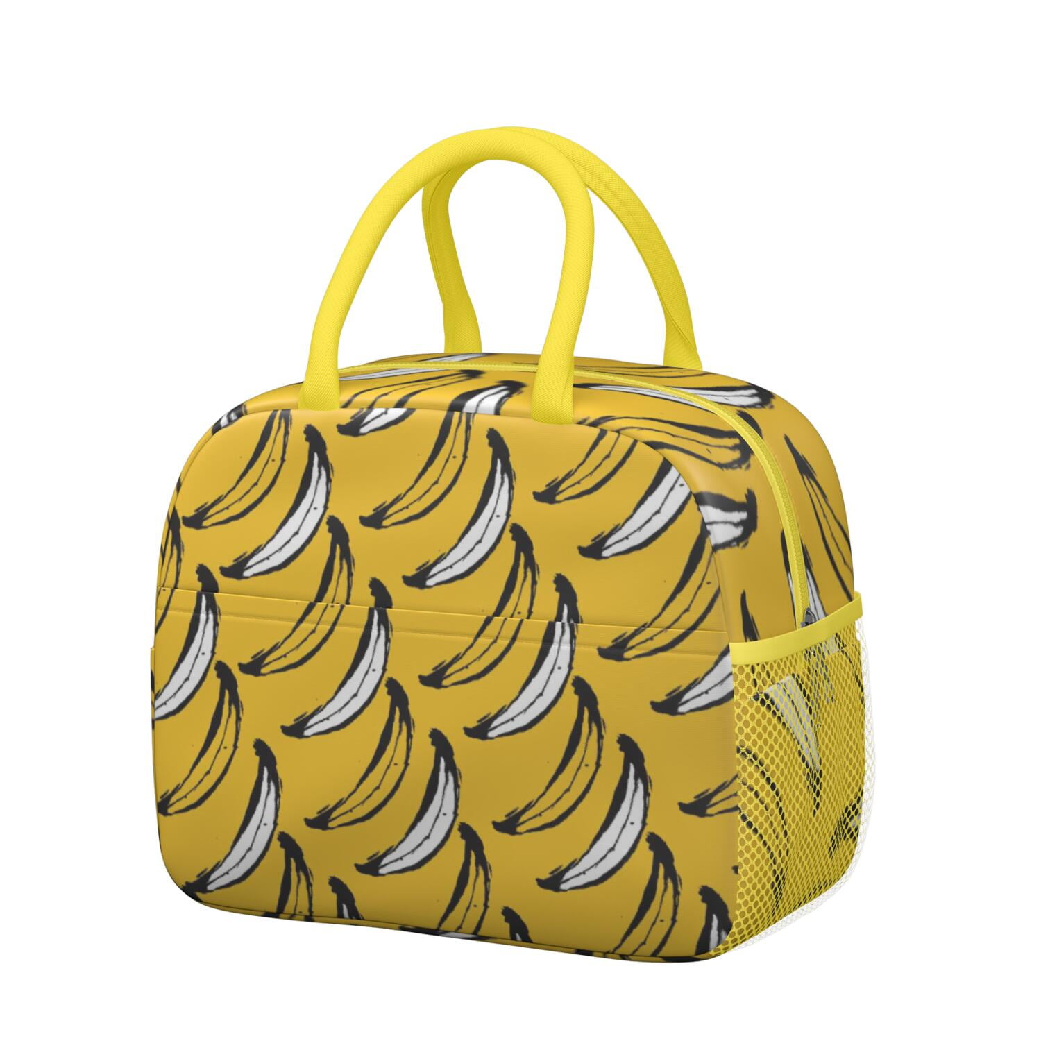 Banana Print Insulated Lunch Bag – Tropical Yellow Fruit Pattern Cute ...
