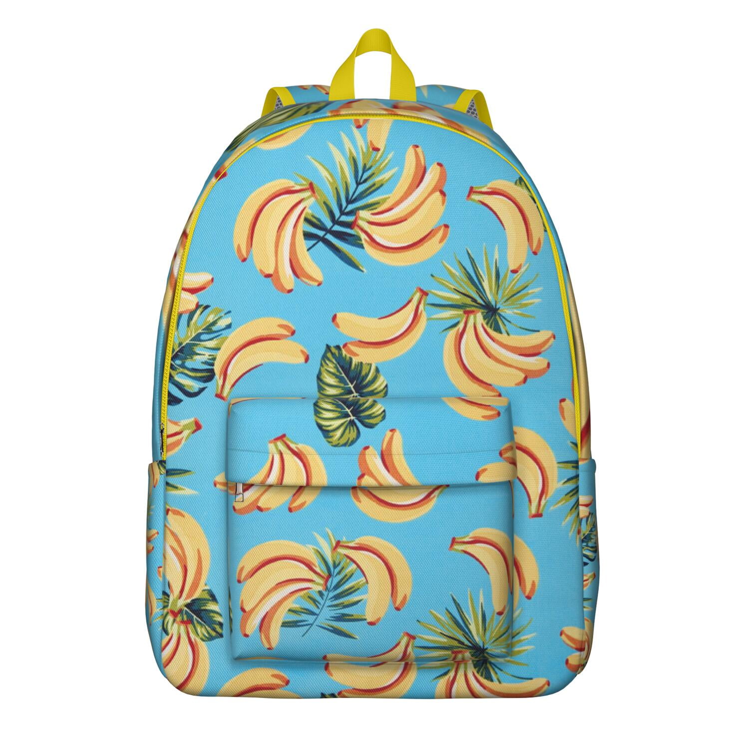Banana Print Waterproof Backpack - Cute Kawaii Tropical Fruit Design ...
