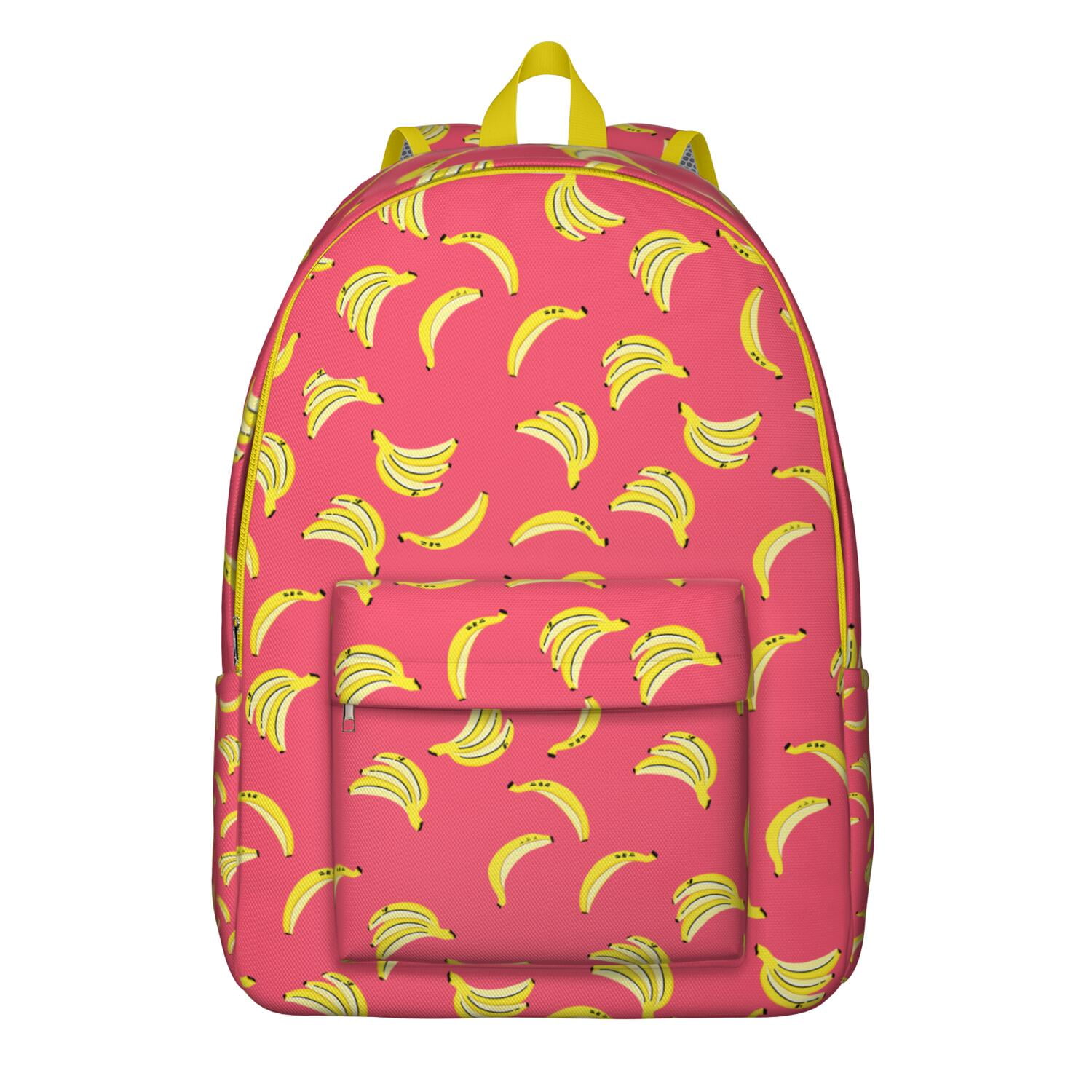 Banana Print Waterproof Backpack - Cute Kawaii Tropical Fruit Design ...