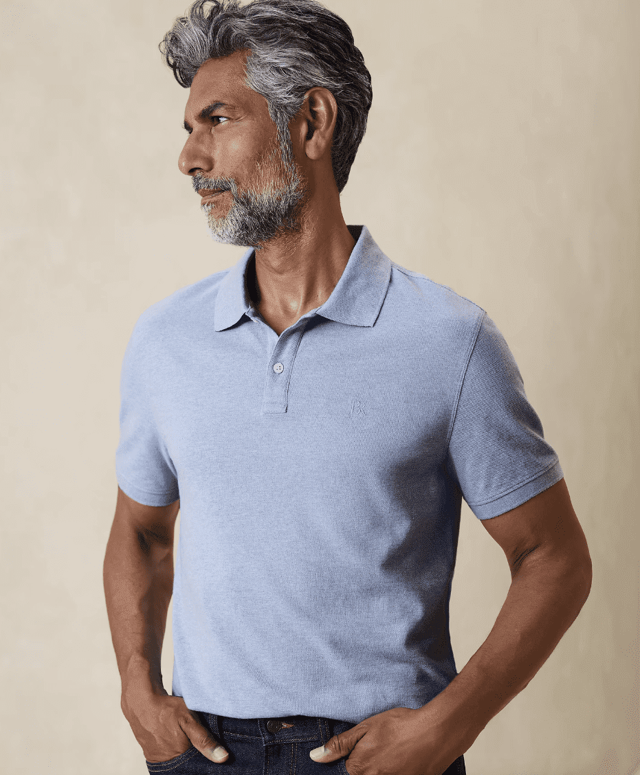 Banana Republic Cotton Monogram Pique Polo, Size L, Light Blue ...