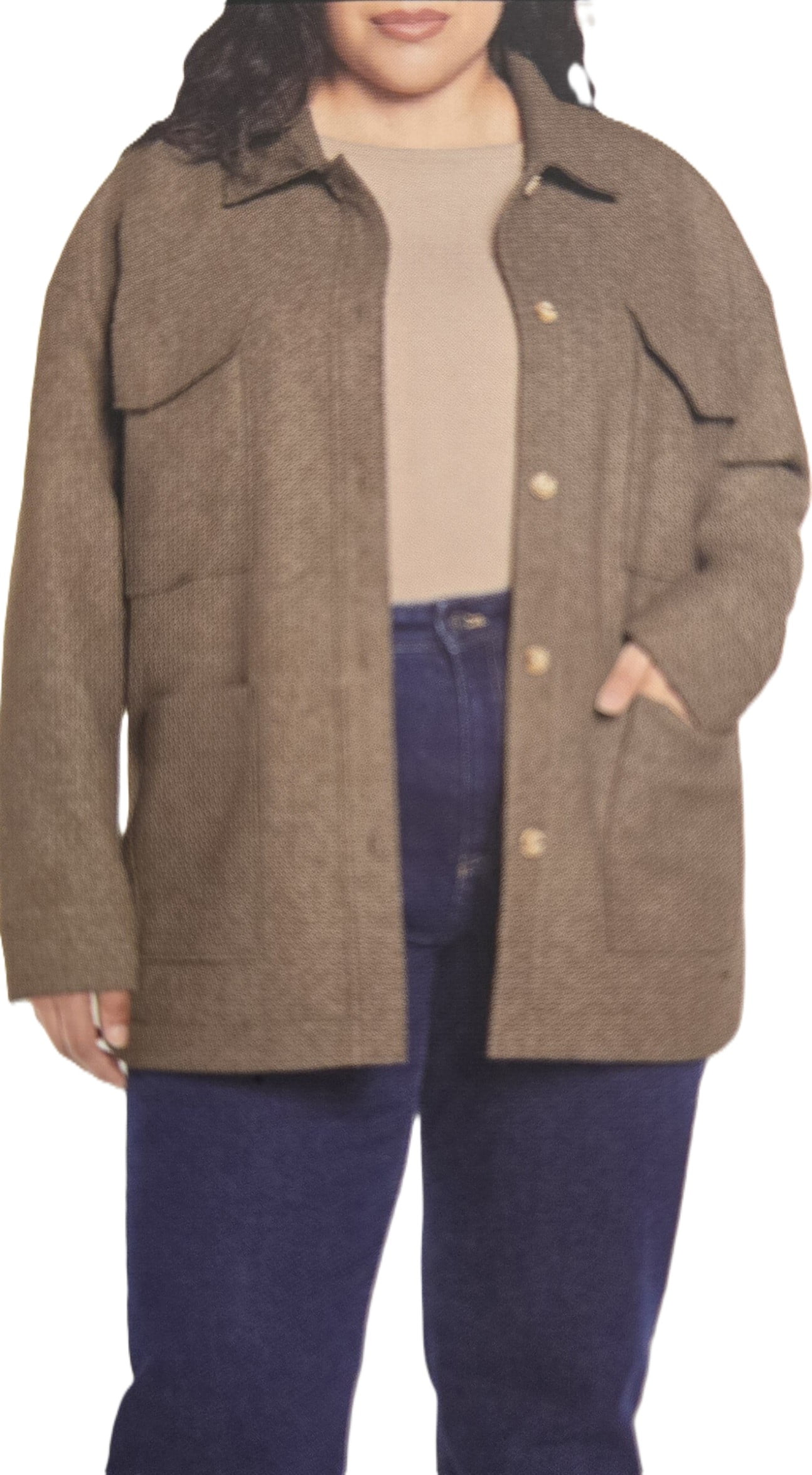 Banana Republic Ladies' Structured 4 Pocket Button Shacket Oversize ...