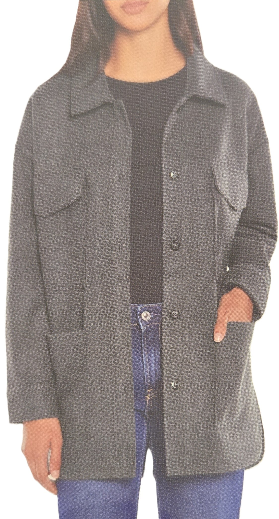 Banana Republic Ladies' Structured 4 Pocket Button Shacket Oversize ...
