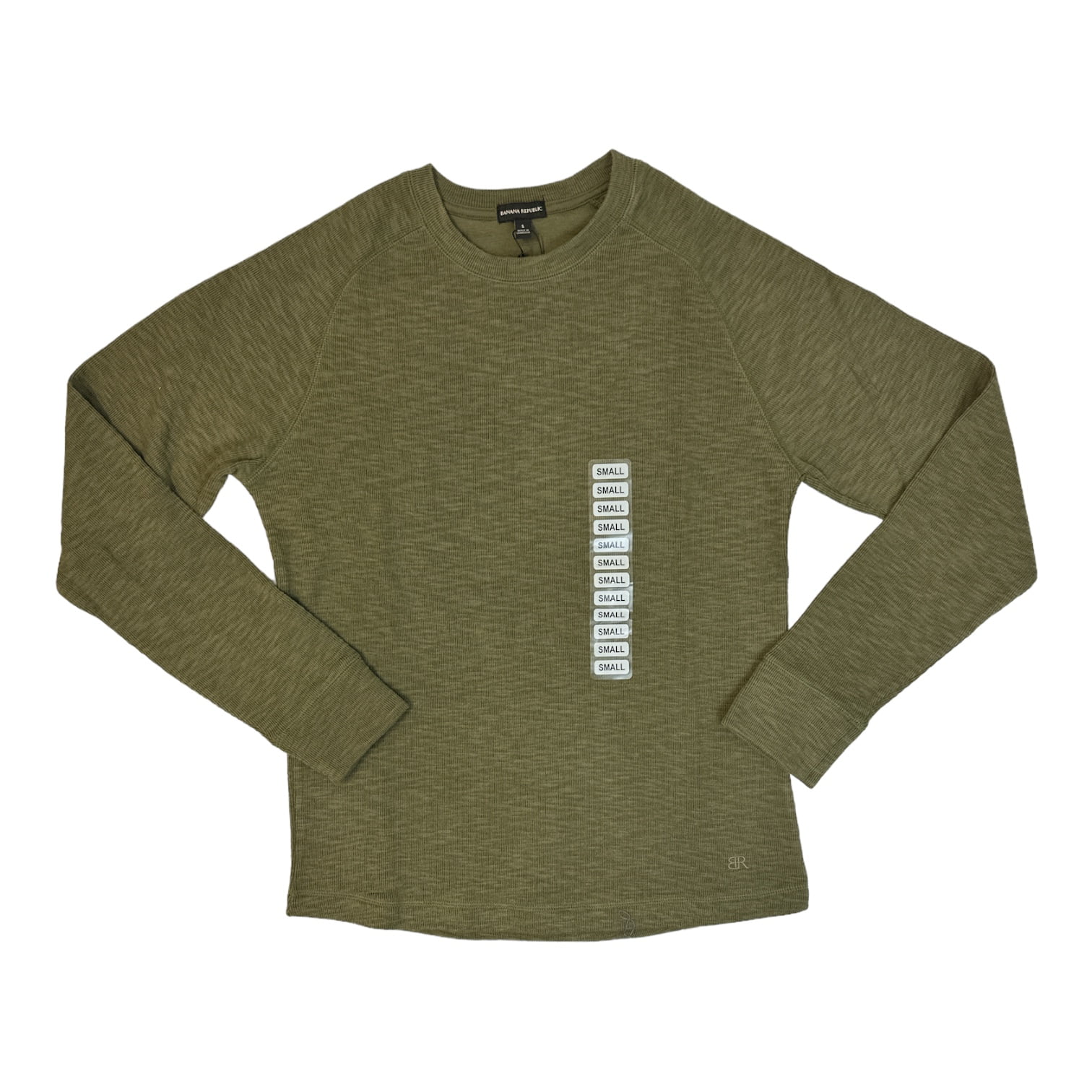 Banana Republic Men's Double Knit Long Sleeve Crewneck Shirt (Olive ...