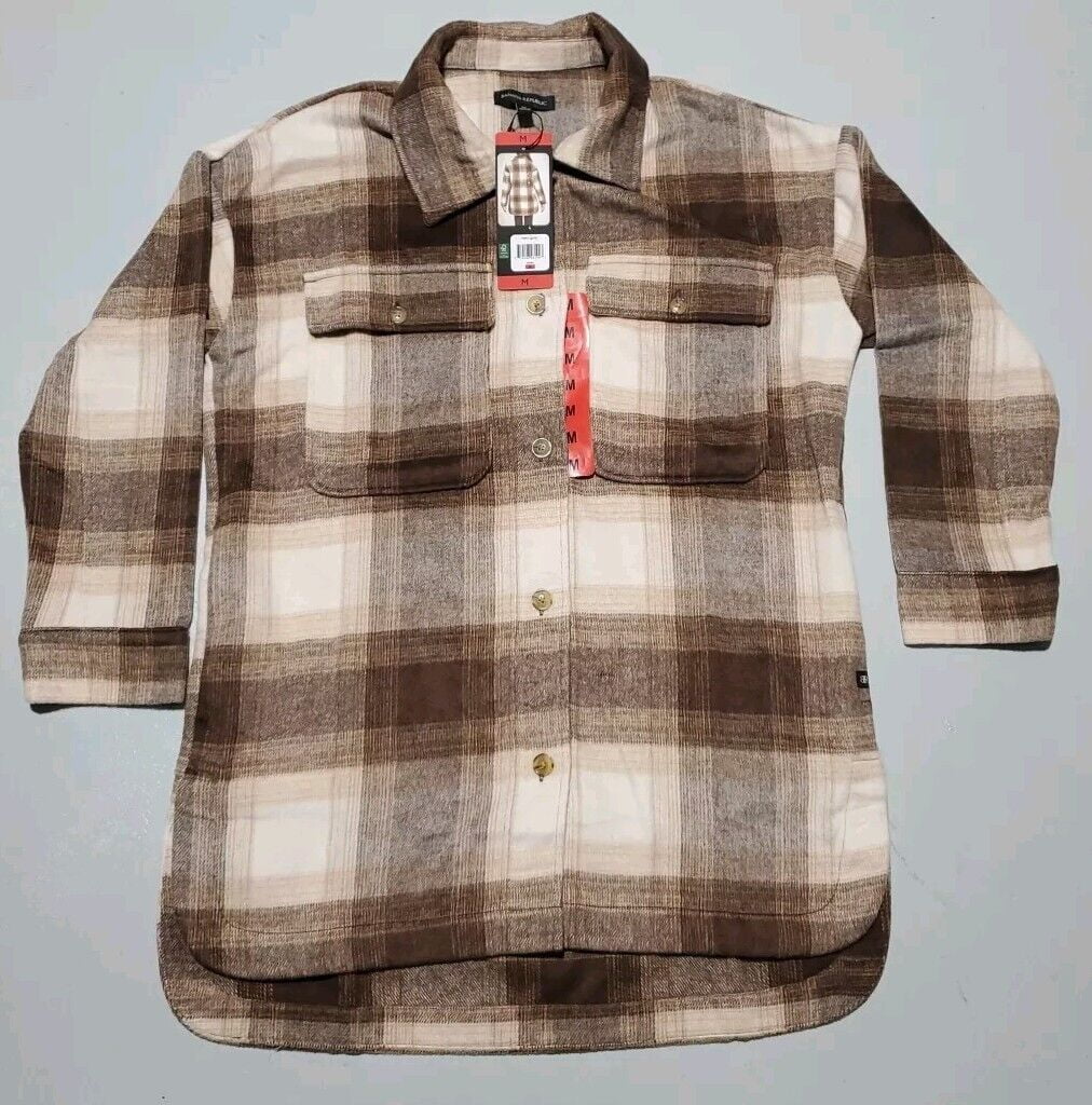 Banana Republic Women's Plaid Midweight Button-up Shirt Jacket (Brown ...