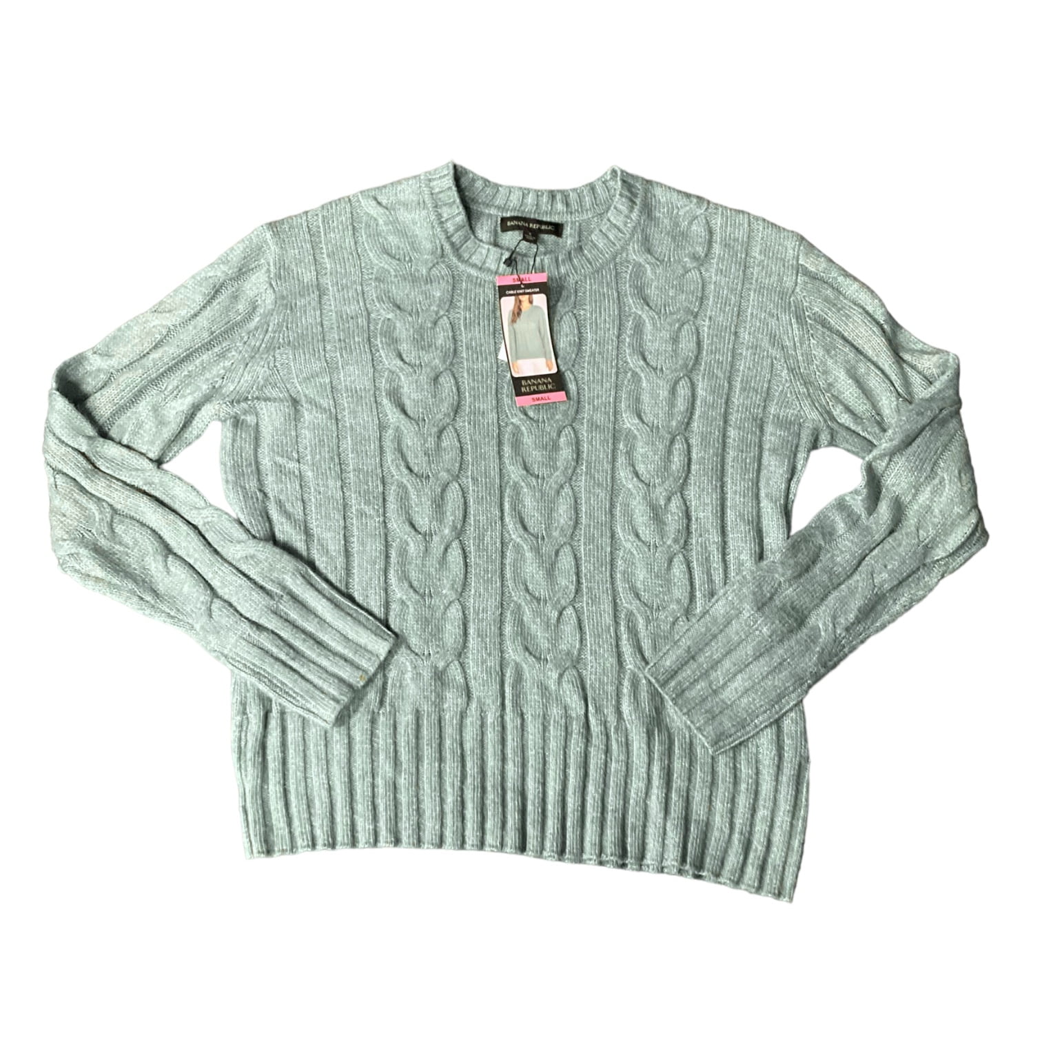 Banana Republic Women's Warm Comfortable Soft Cable Knit Sweater (Green ...