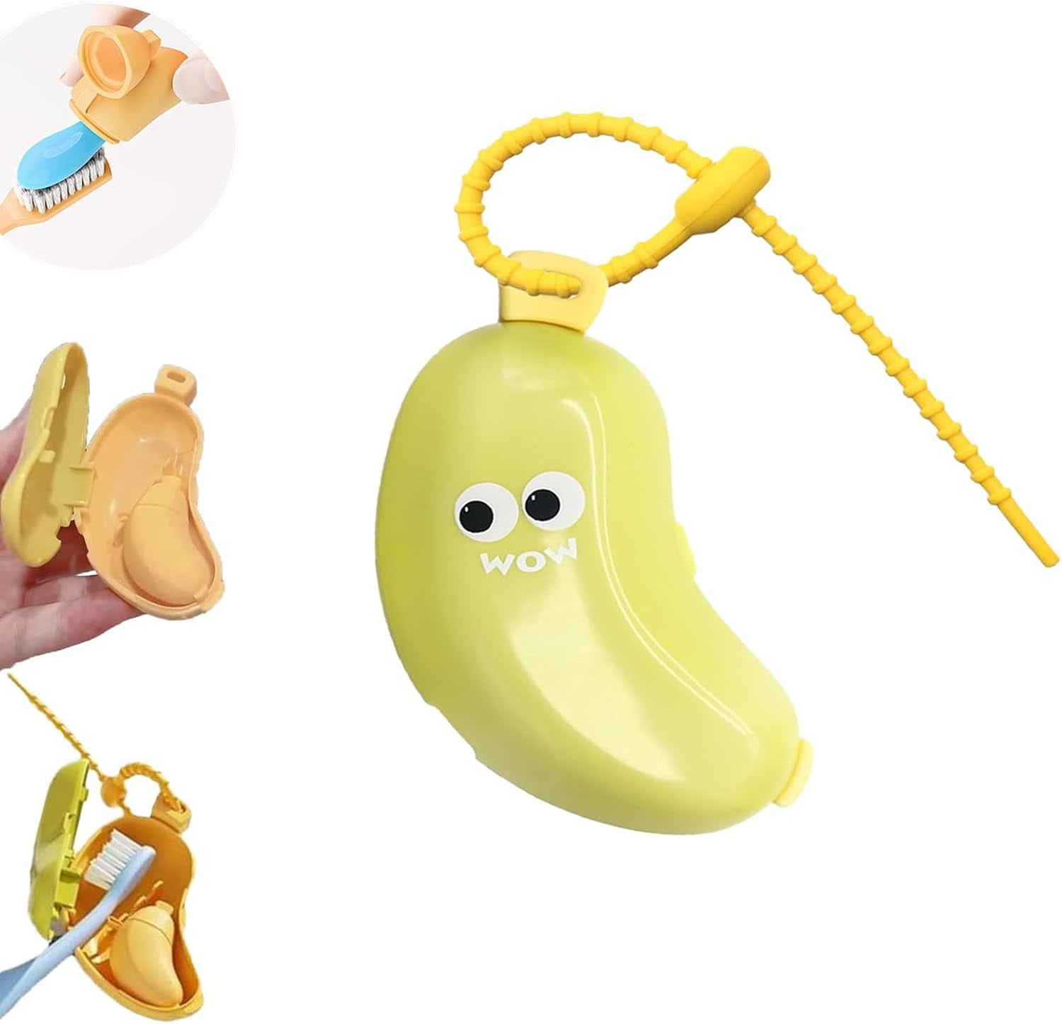 Banana Shaped Toothbrush Case with Toothpaste Dispenser, Portable Clip ...