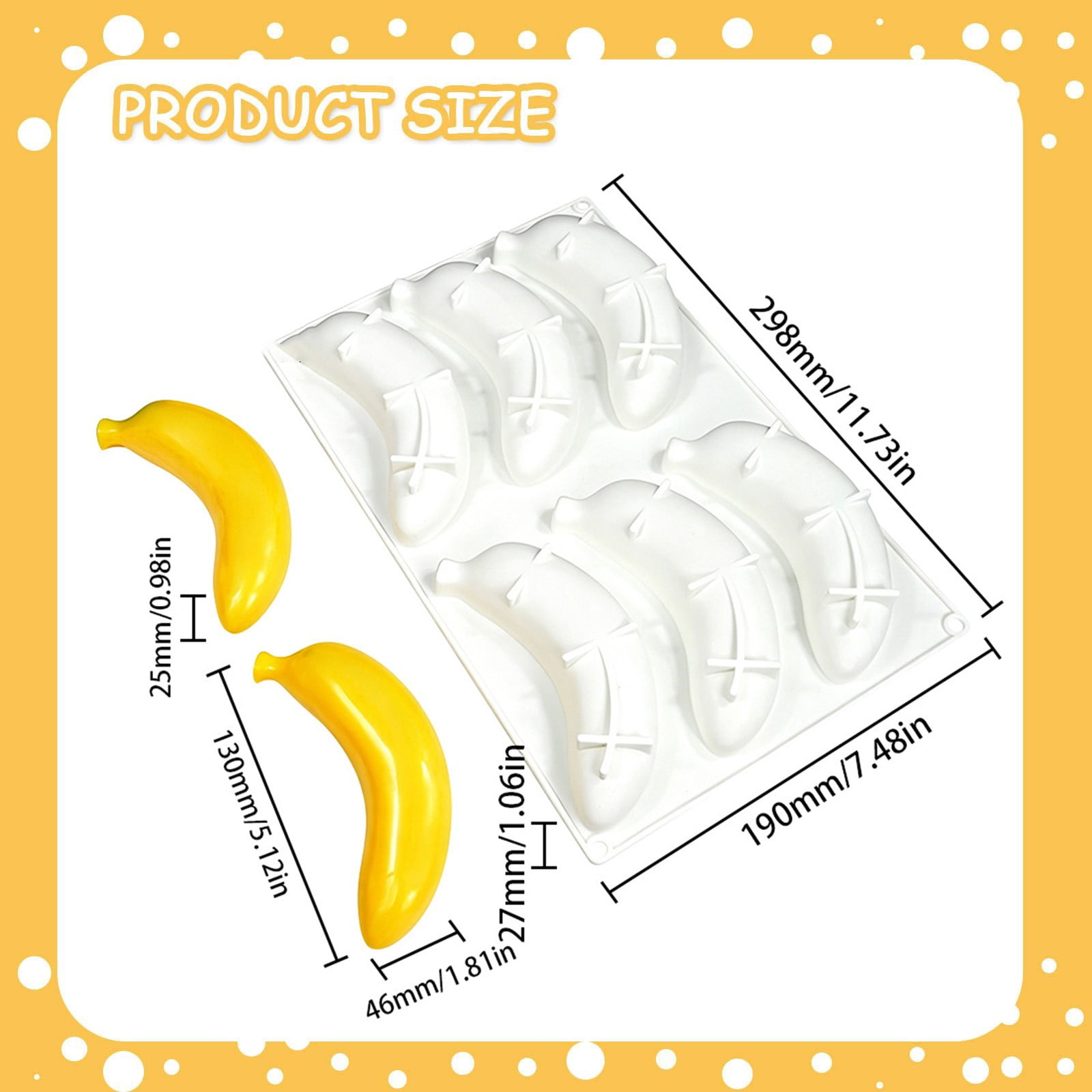 Banana Silicone Cake Mold, 6 Cavities 3D Fruit Shape Baking Tray, Non ...