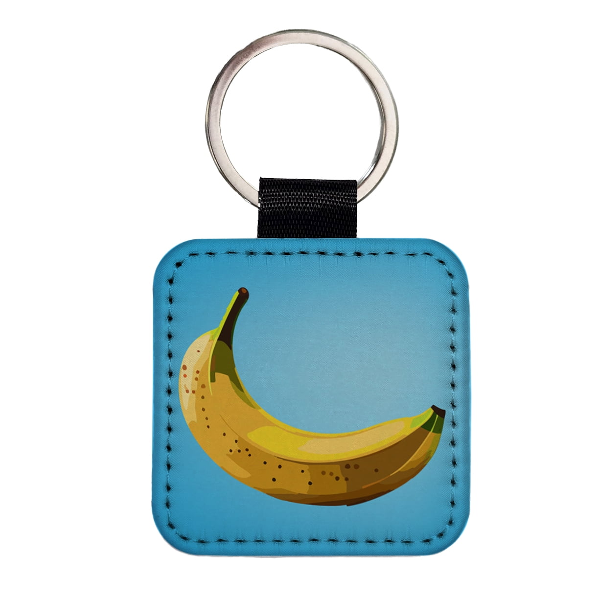 Banana Single Fruit Faux Leather Square Keychain - Walmart.com