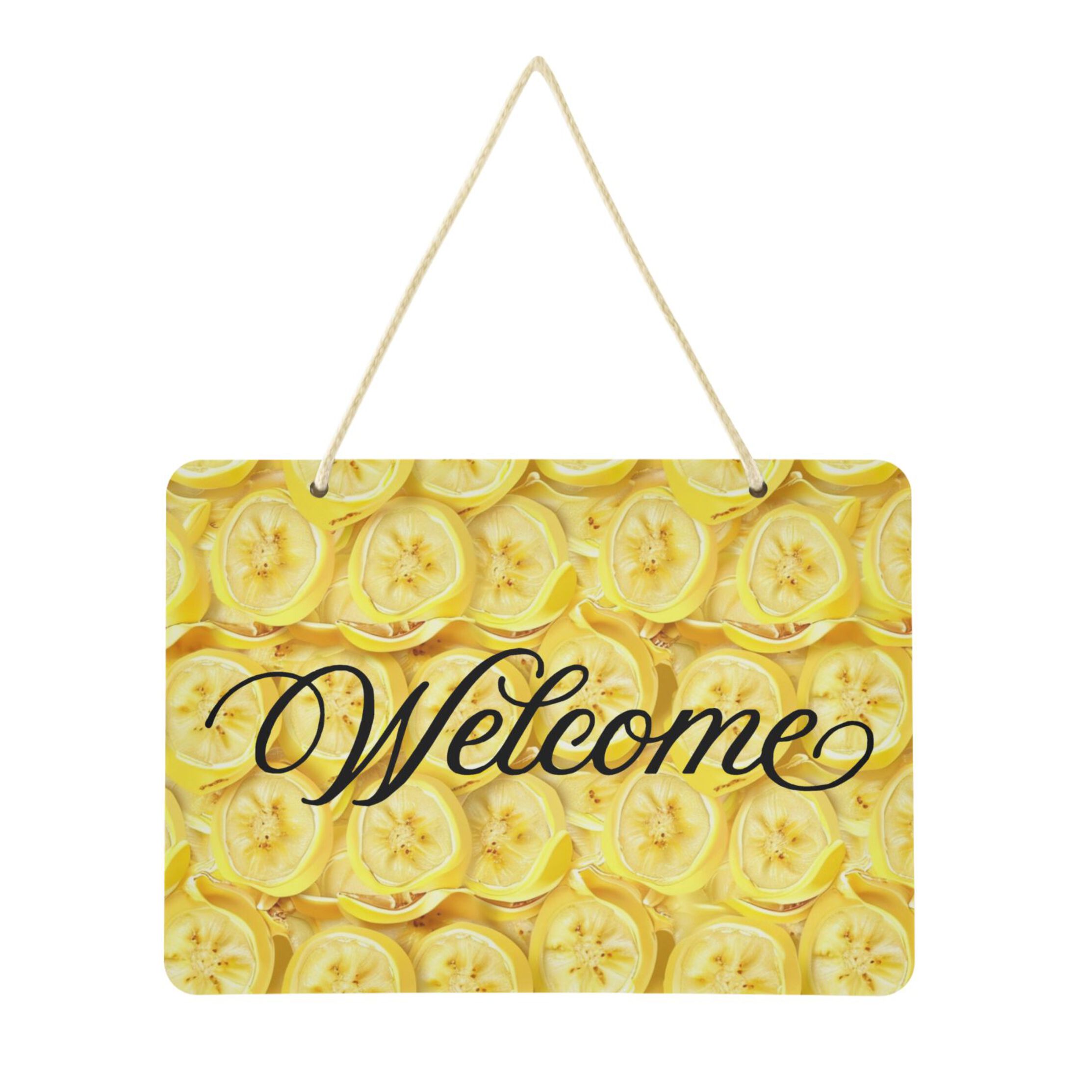 Banana Slices Welcome Sign Front Door PVC 14x10 inch Hanger Hello Sign ...