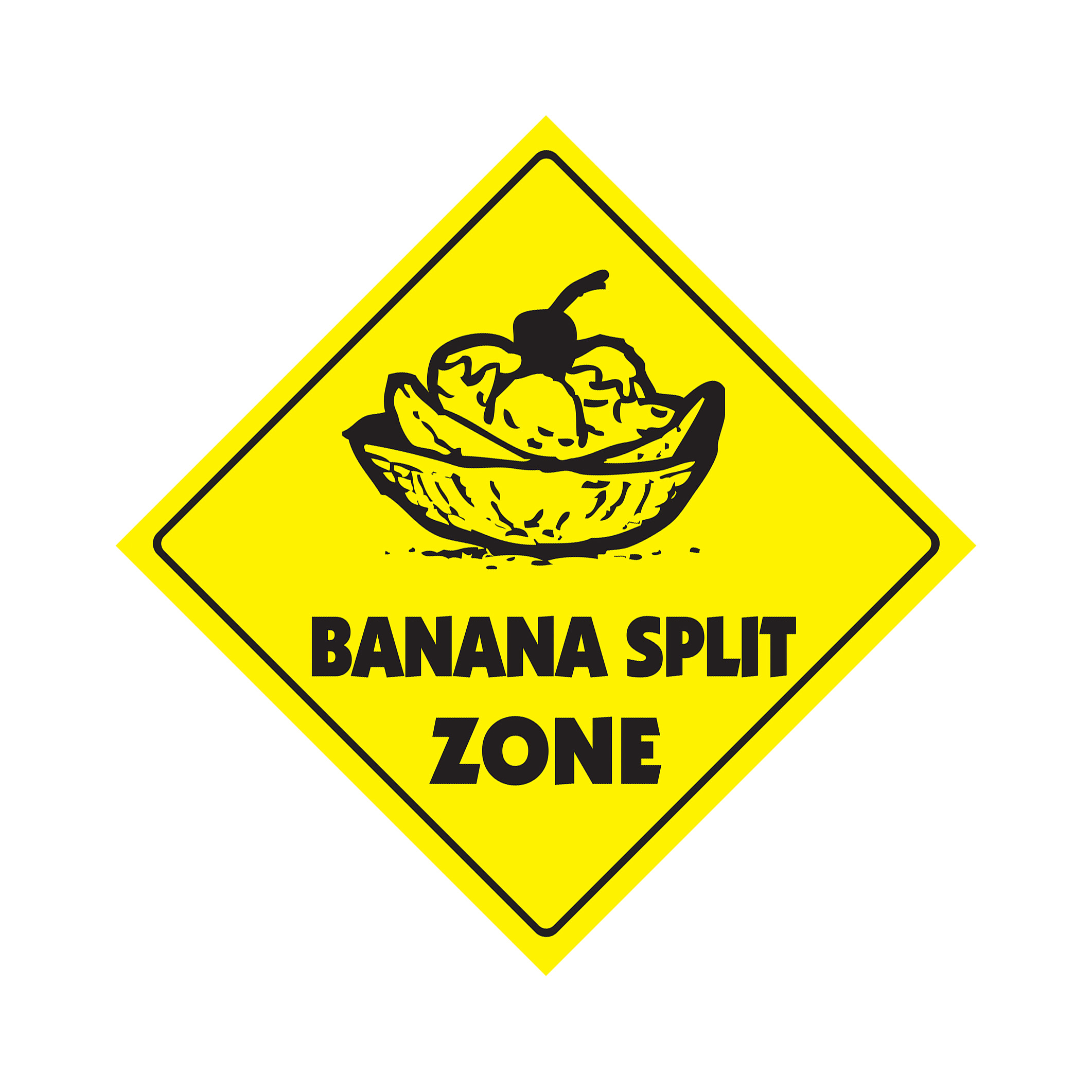 Banana Split Crossing Sign Zone Xing | Indoor/Outdoor | 12" Tall ice ...