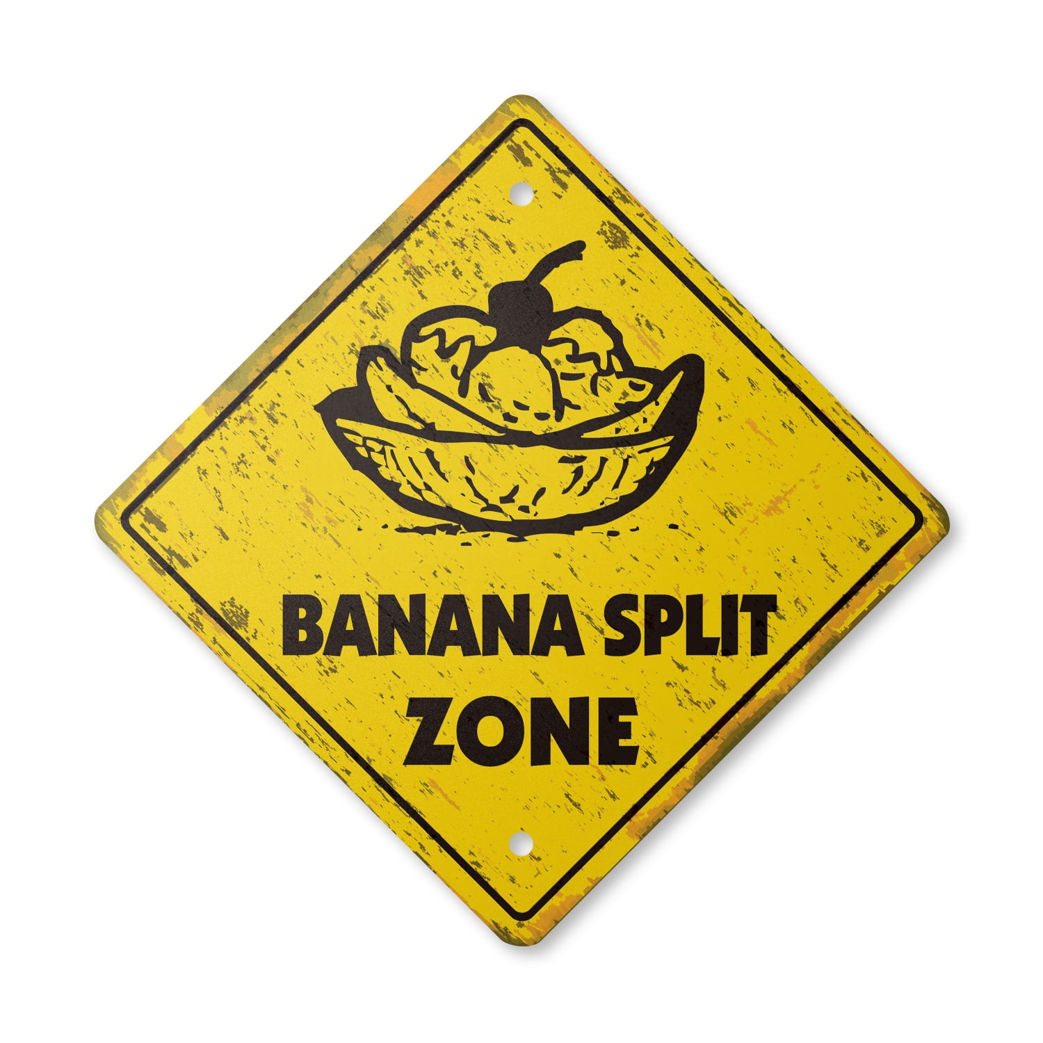 Banana Split Vintage Crossing Sign Zone Xing | Indoor/Outdoor Plastic ...