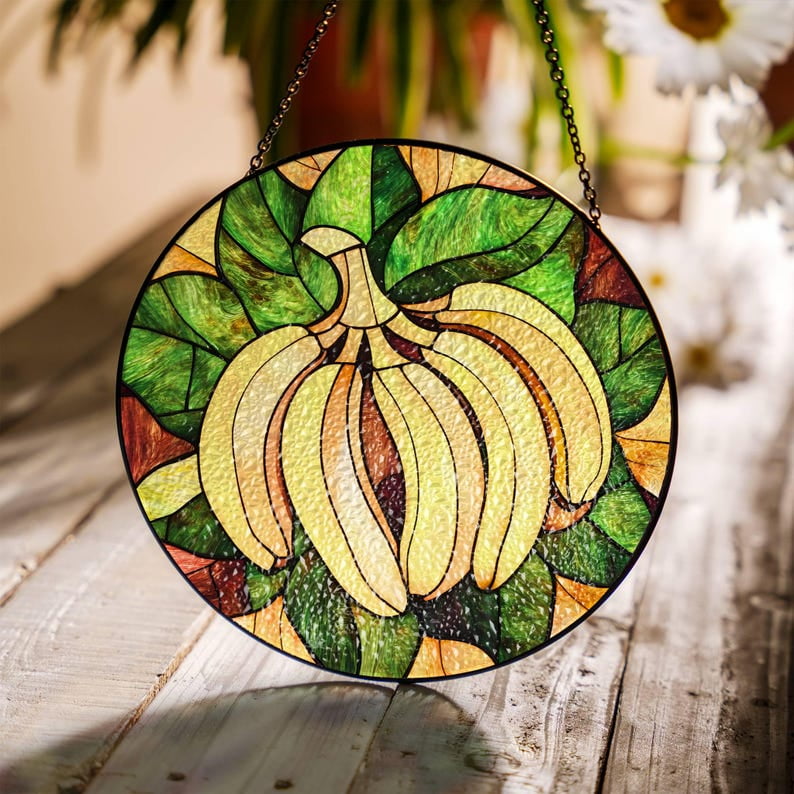 Banana Stained Glass Sun Catcher Banana LightCatcher Fruit Window ...