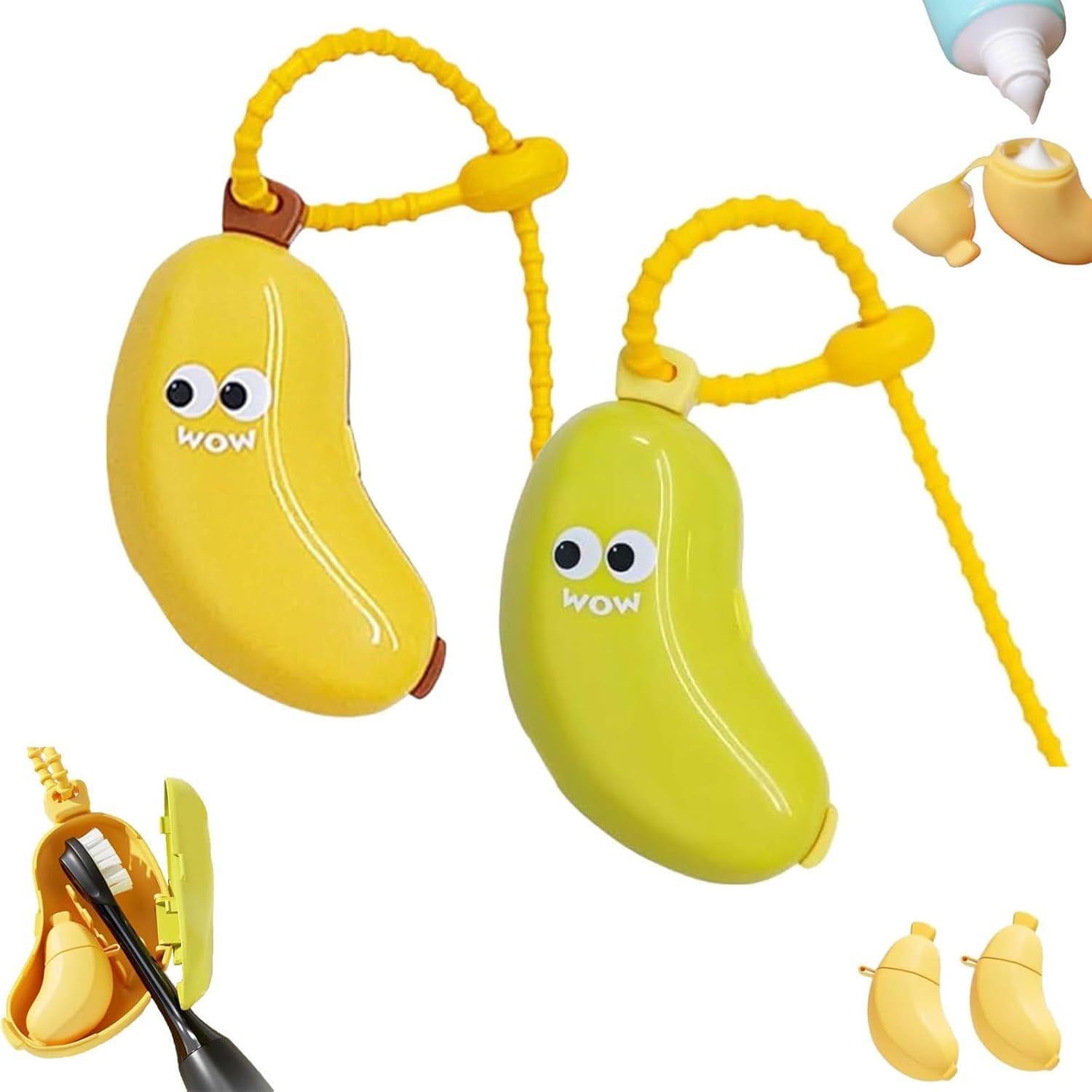 Banana Toothbrush Cover, 2-in-1 Travel toothbrushes Case, Fruit ...