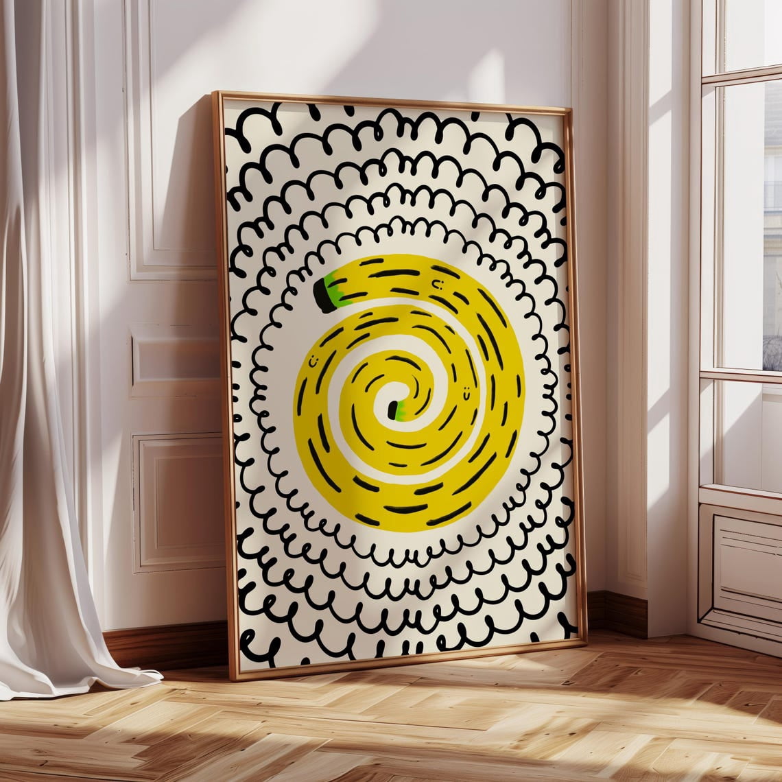 Banana Wall Art Poster Retro Decor Fruit Abstract Artposter Geometric ...