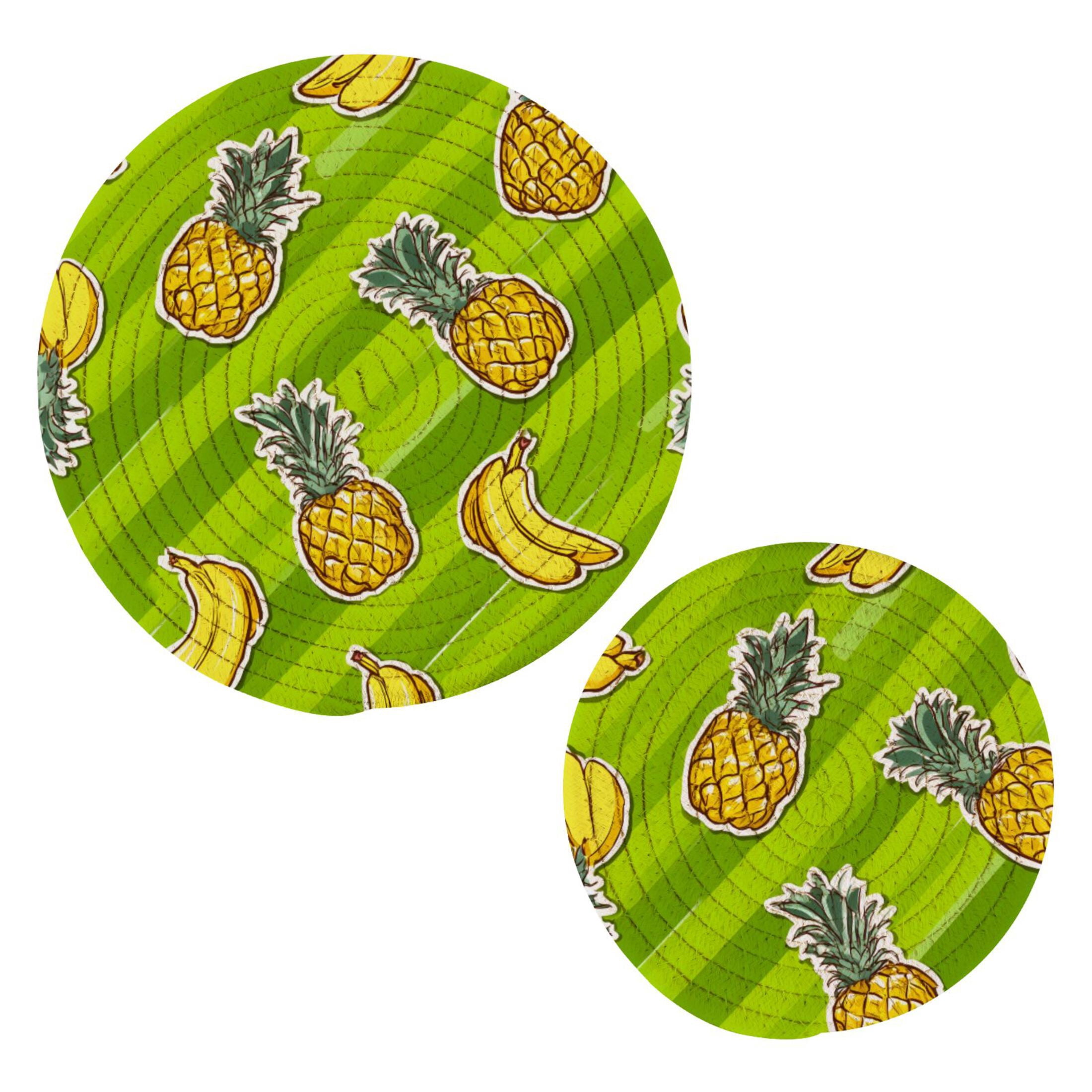 Banana and Pineapple Pattern Cotton Trivets Potholders Set of 2 ...