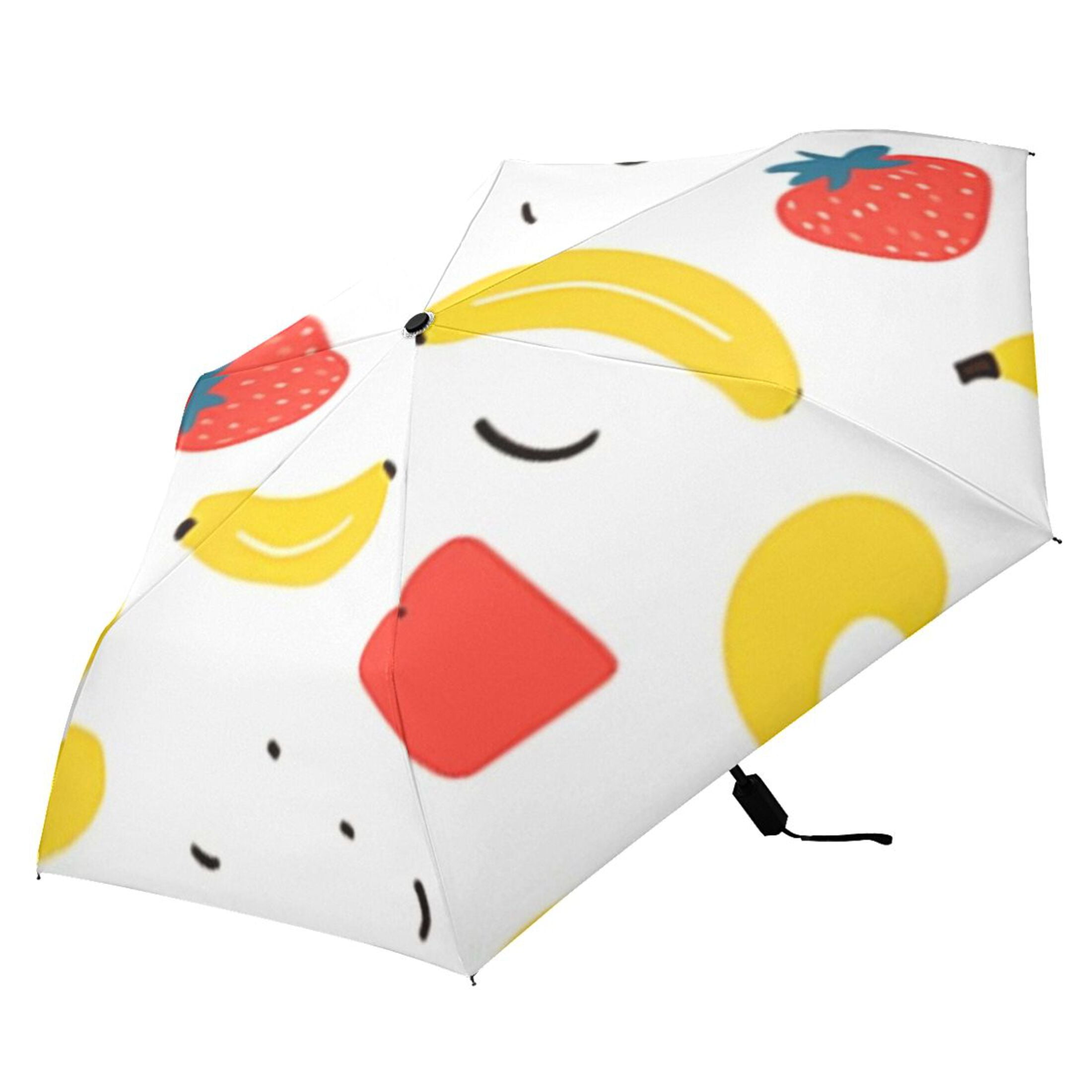Banana and Strawberry Compact Folding Umbrella for Rain Windproof ...