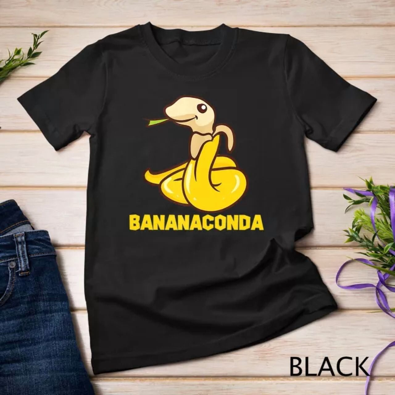 Bananaconda Banana Anaconda Yellow Snake Funny Unisex S-5XL T-Shirt ...