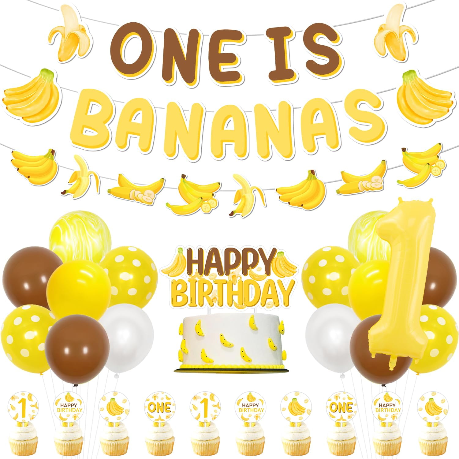Bananas 1st Party Decorations, One Is Bananas Banner Garland Bananas ...