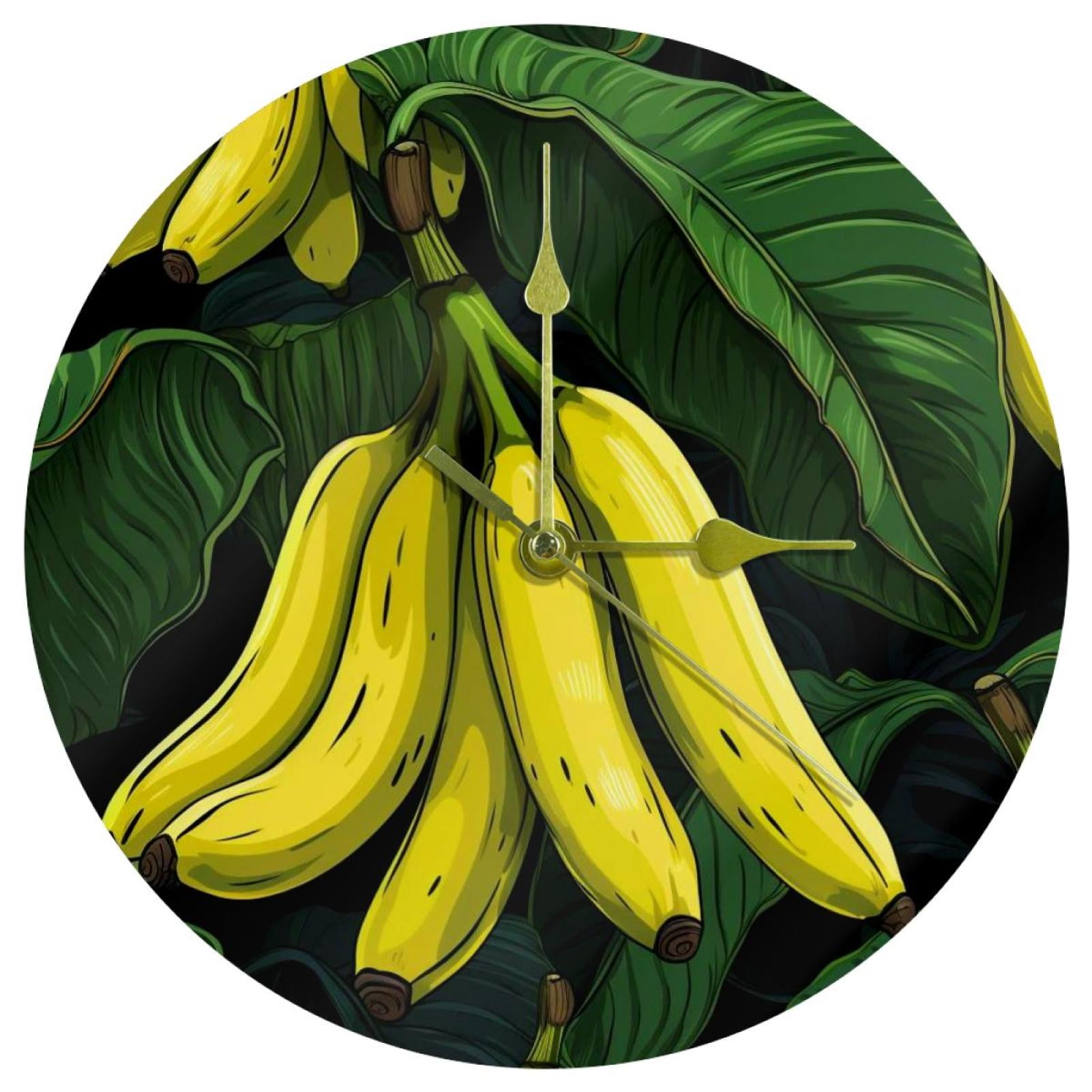Bananas 9.8 Inch Round Acrylic Silent Non Ticking Battery Powered Wall ...