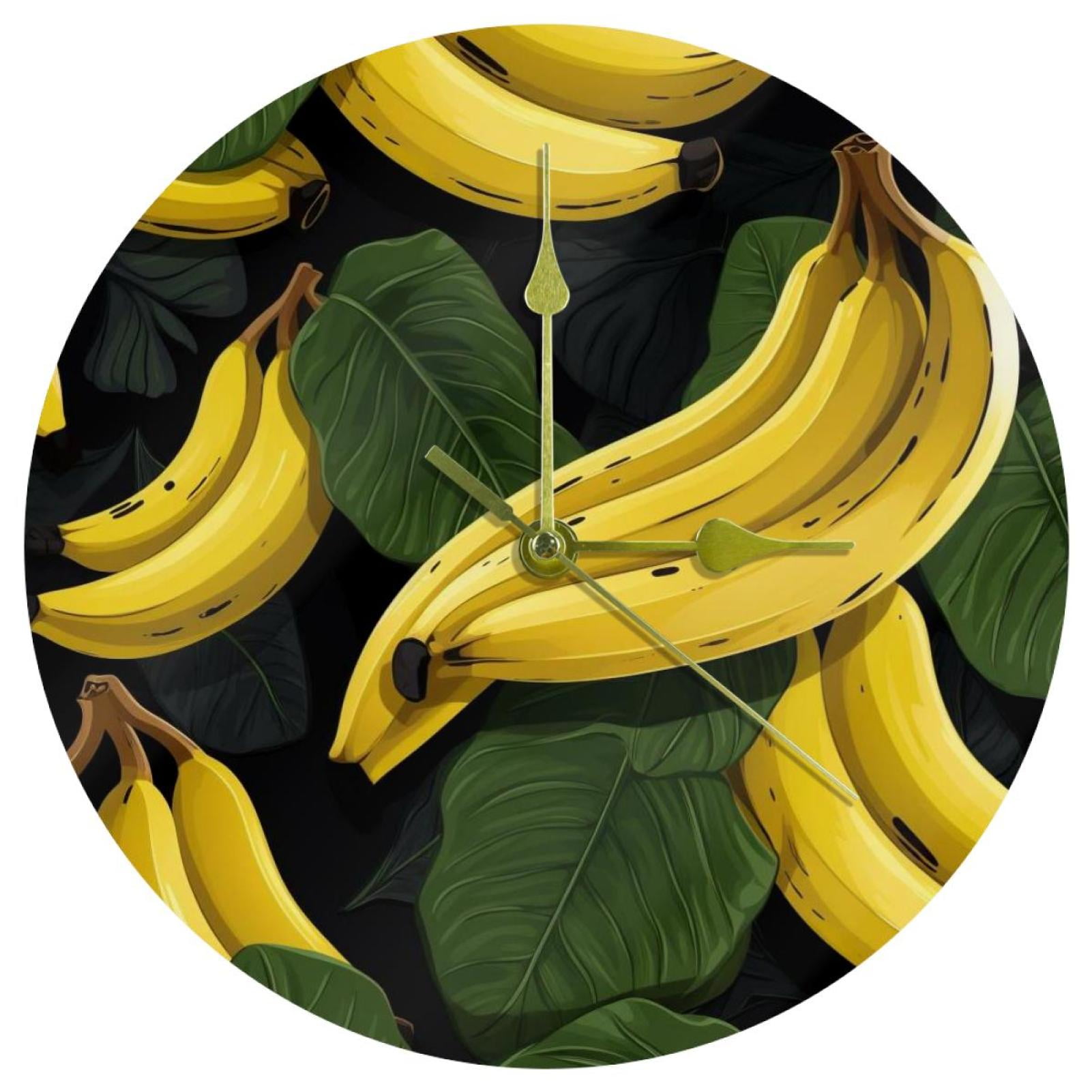 Bananas 9.8-Inch Round Acrylic Wall Clock - Silent Non Ticking Battery ...