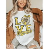 Bananas Baseball Bow TShirt Distressed Game Day Tee - Walmart.com