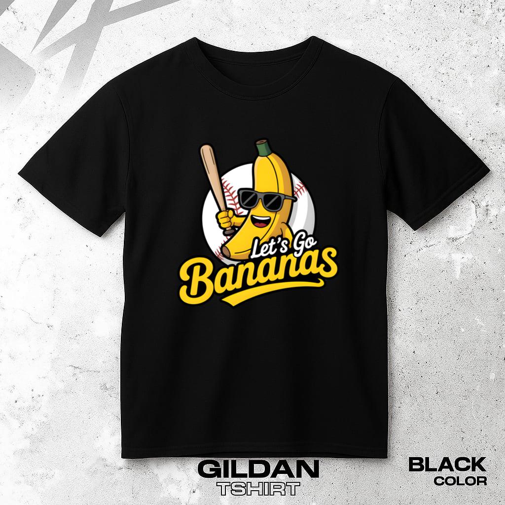 Bananas Baseball Funny Mascot Lets Go Team Spirit Fan Graphic T-shirt ...