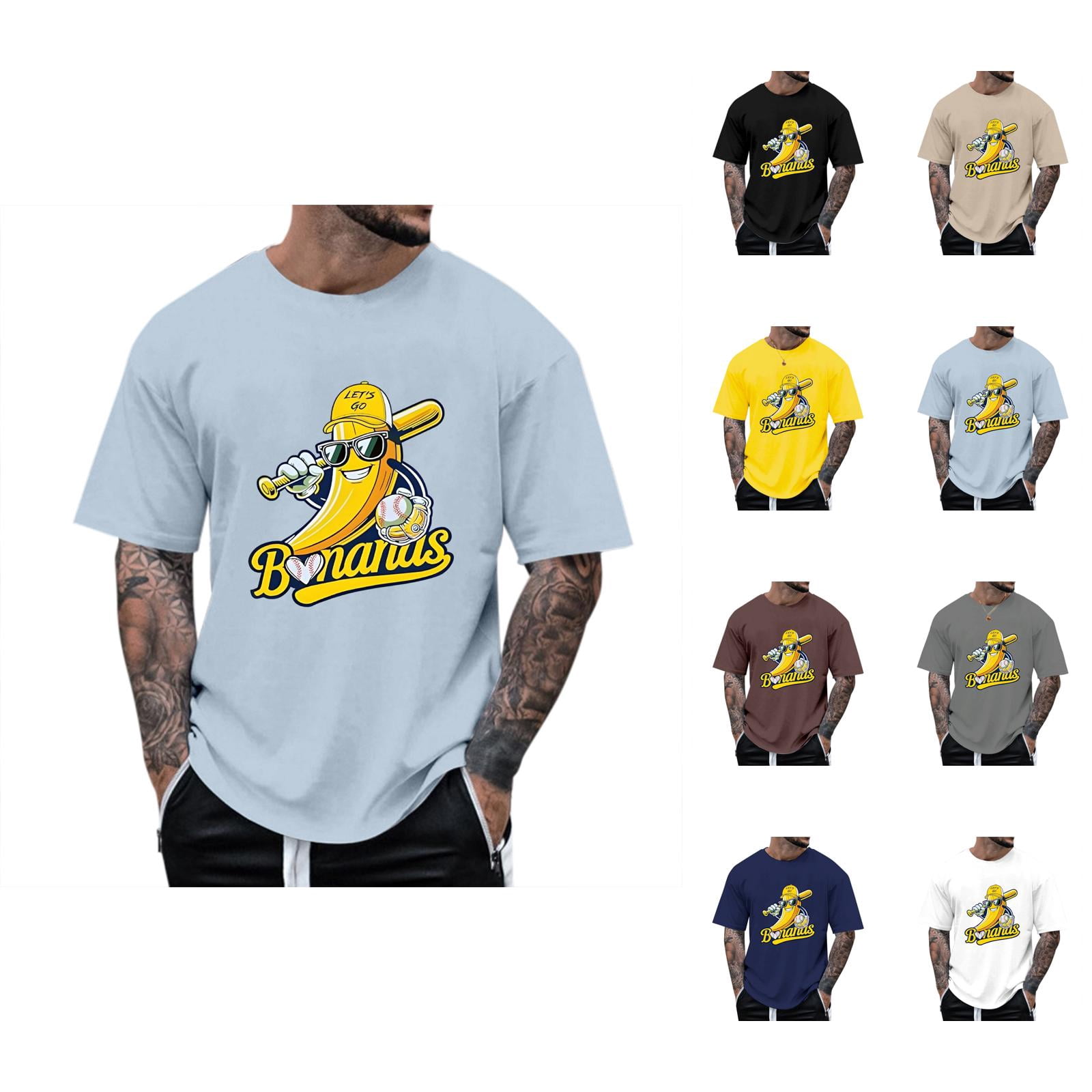 Bananas Baseball Graphic Tees for Men 2026 Summer Casual Short Sleeve ...
