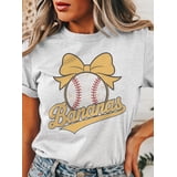 Bananas Baseball Shirt Cute Softball Bow Graphic Tee Retro Game Day ...