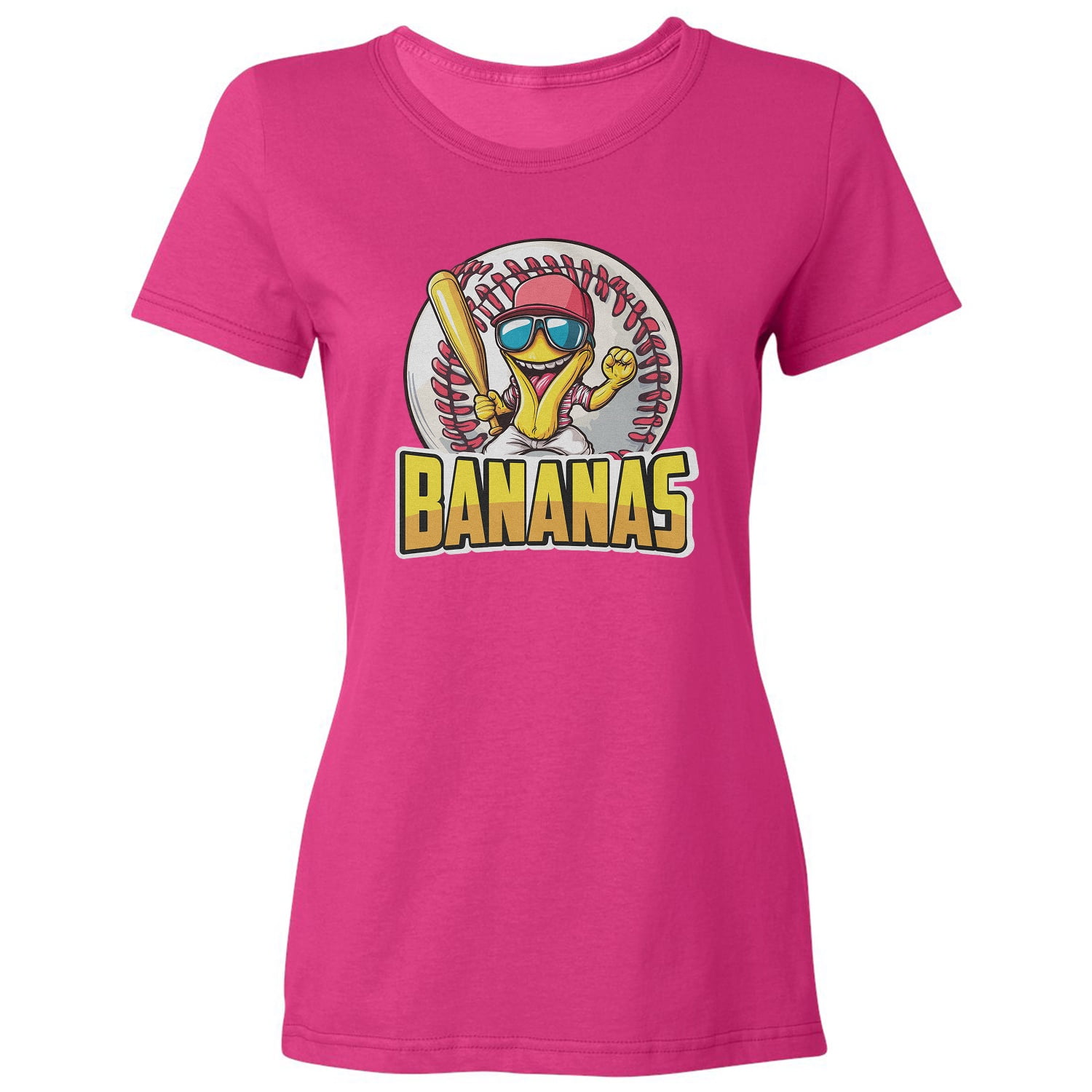 Bananas Lets Go Bananas - Funny Baseball Fans Ladies' Crewneck T-Shirt ...