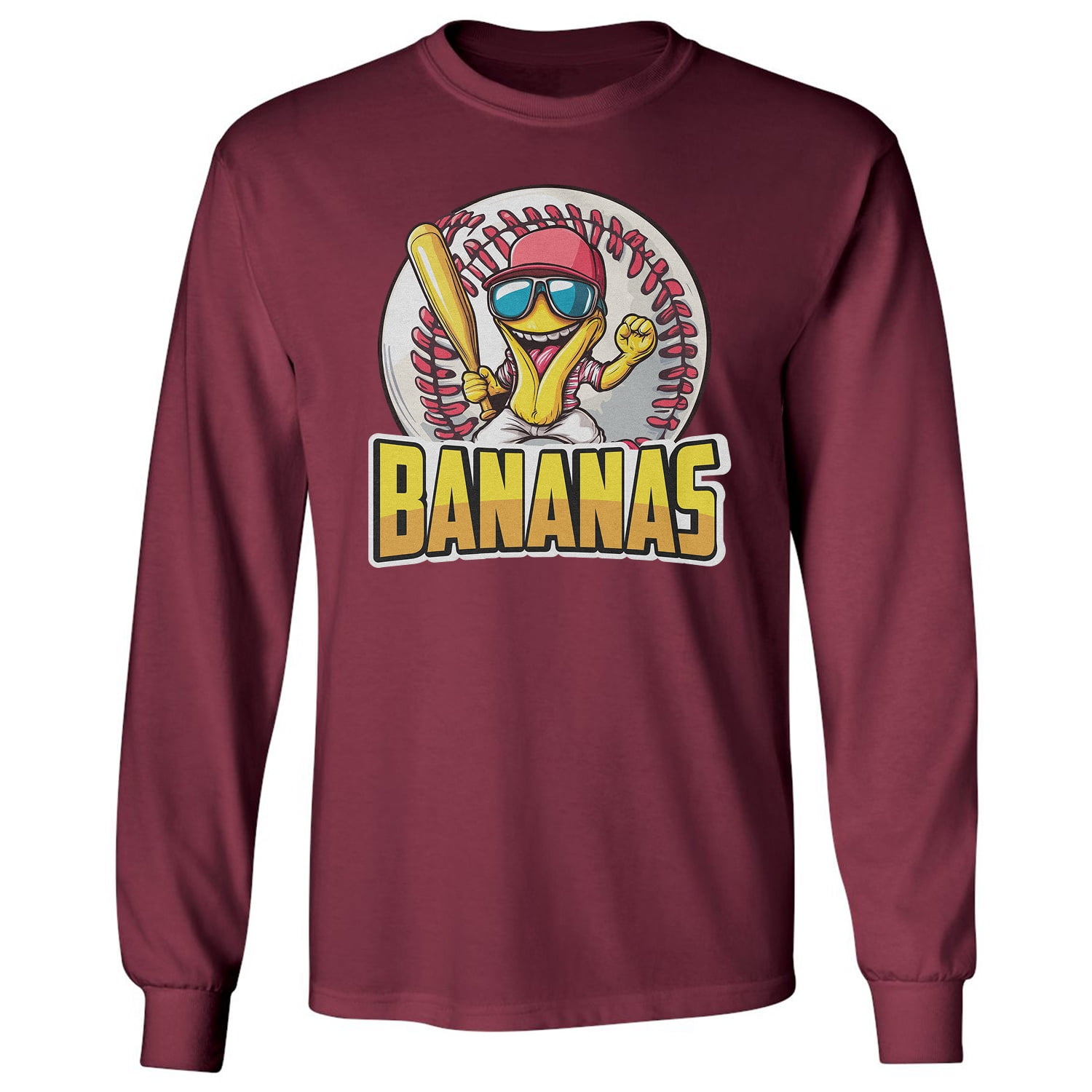 Bananas Lets Go Bananas - Funny Baseball Fans Long Sleeve T-Shirt ...