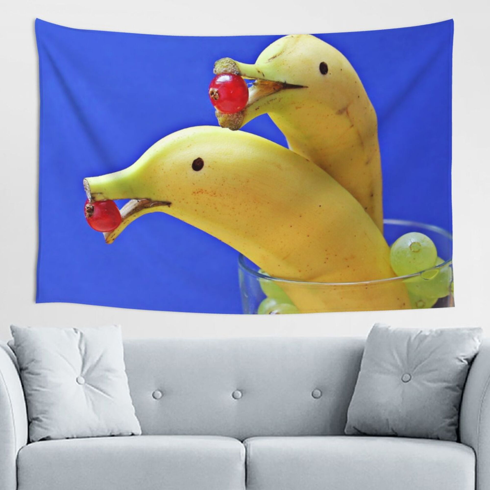 Bananas Meal Tapestry, Fun Funny Fruit Wall Hanging Tapestries Dorm ...