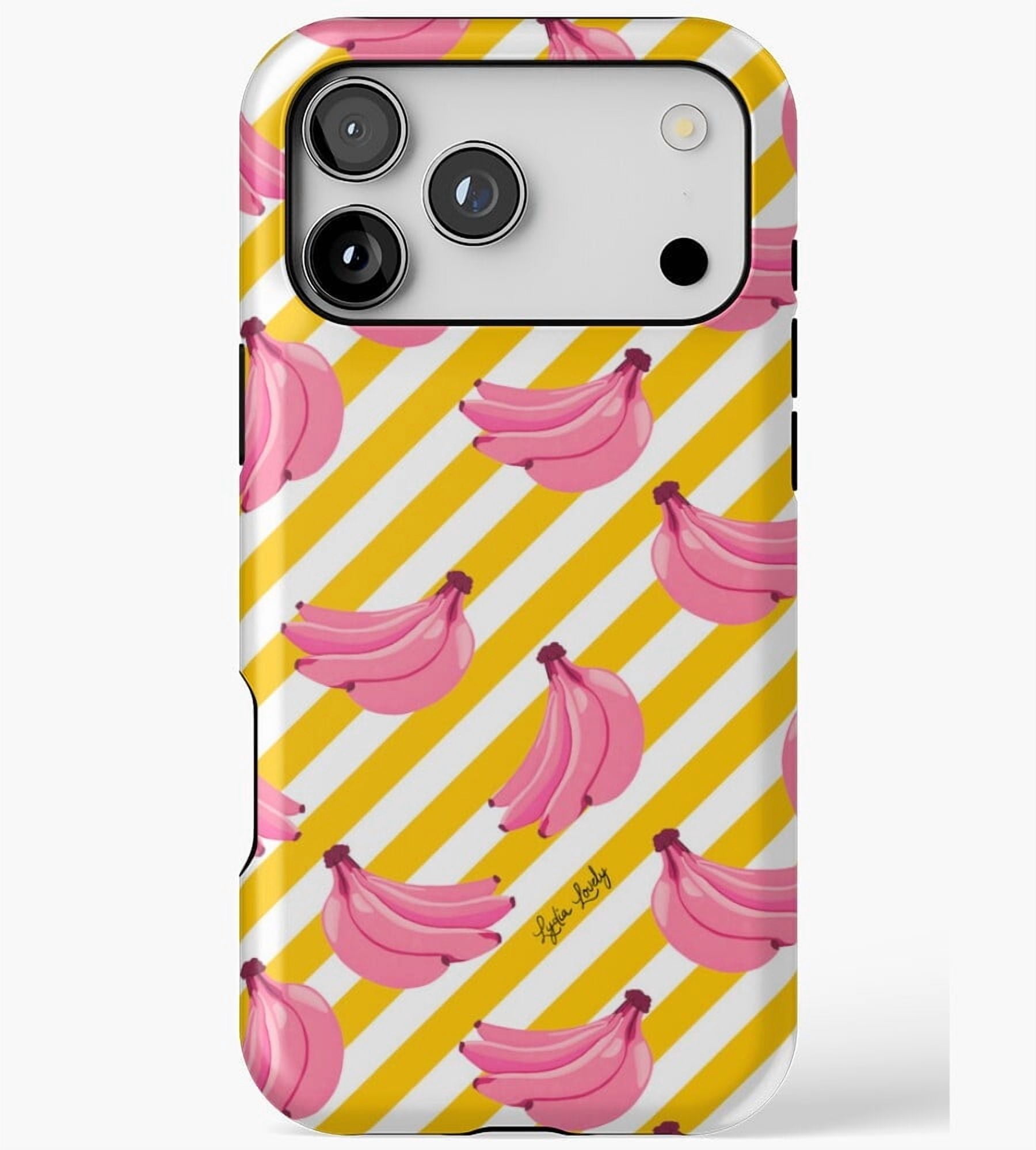 Bananas Pattern Pink Yellow Striped Fruit Summer Pop Art A342 ...