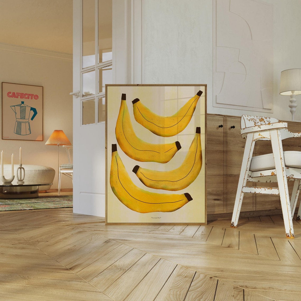 Bananas Poster Fruit Market Abstract Wall Art Banana Trendy Kitchen ...