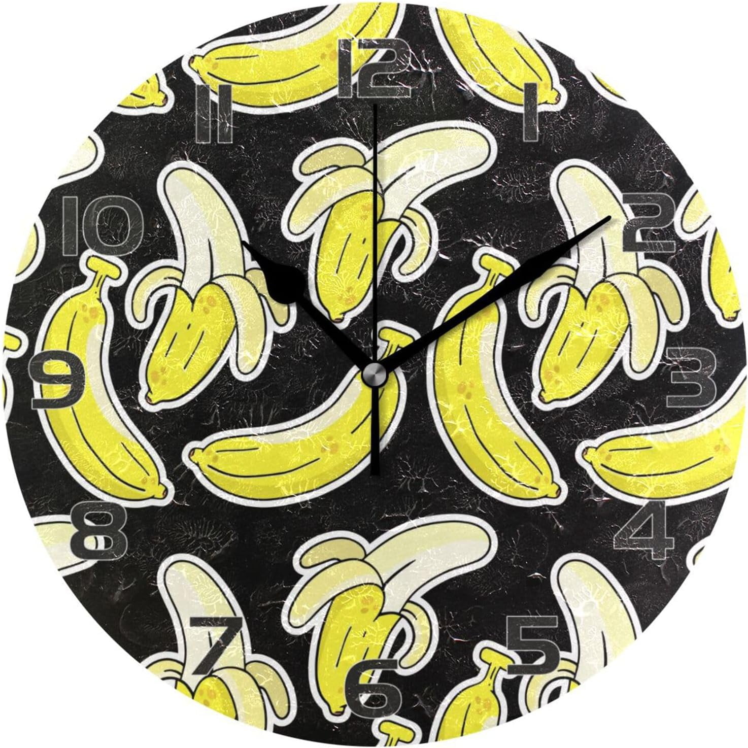 Bananas Round Wall Clock, 9.84 inch Silent Wall Clock for Bedroom ...
