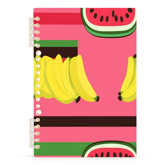 Bananas and Watermelon A5 8.3x5.7in PP Notebook, Adjustable Rings, 60 ...