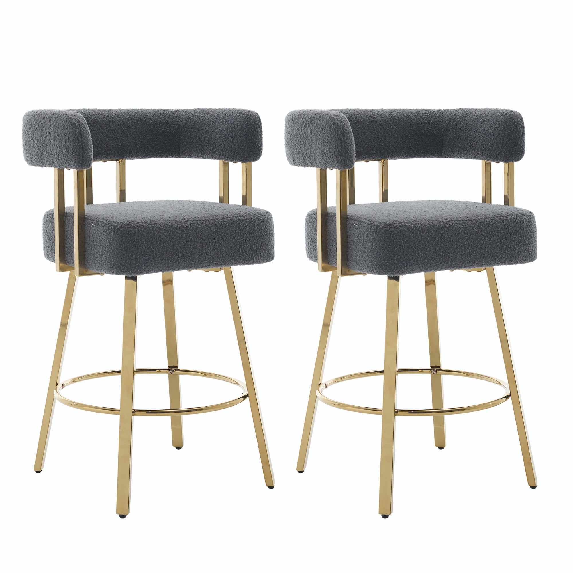 Bananova 27" Counter Height Barstools Set of 2, Modern Teddy Sherpa Bar ...