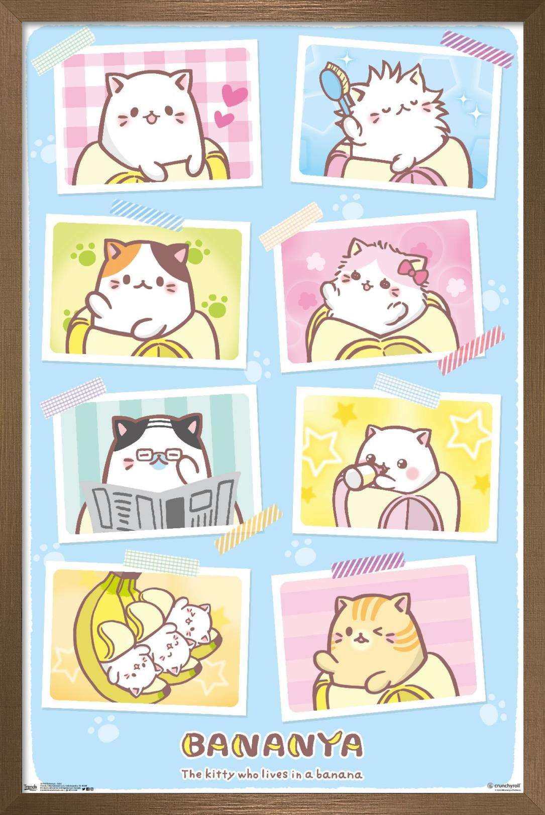 Bananya - Grid Wall Poster, 14.725" x 22.375", Framed - Walmart.com