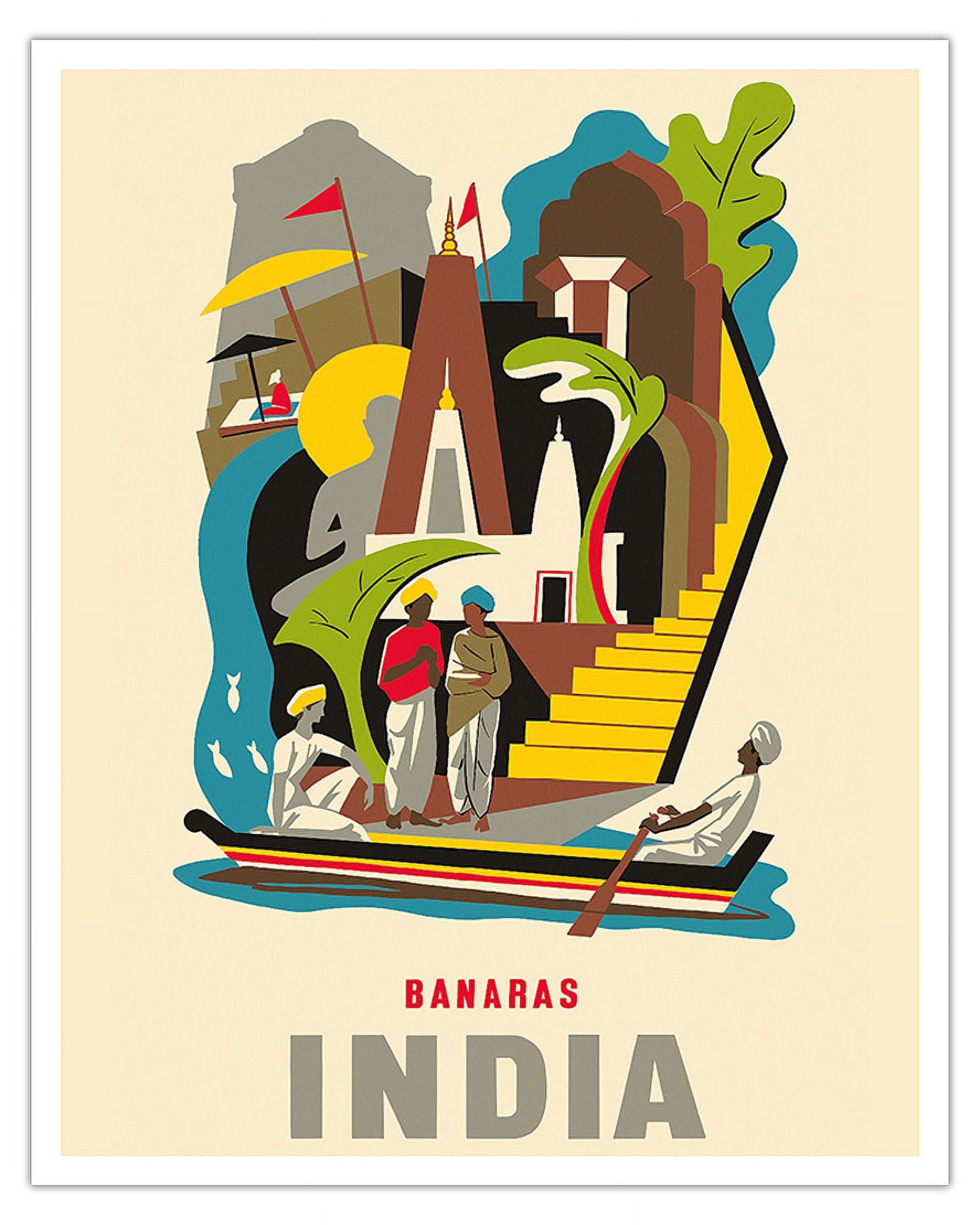 Banaras (Varanasi) - India - Dashashwamedh Ghat Ganges River - Vintage ...